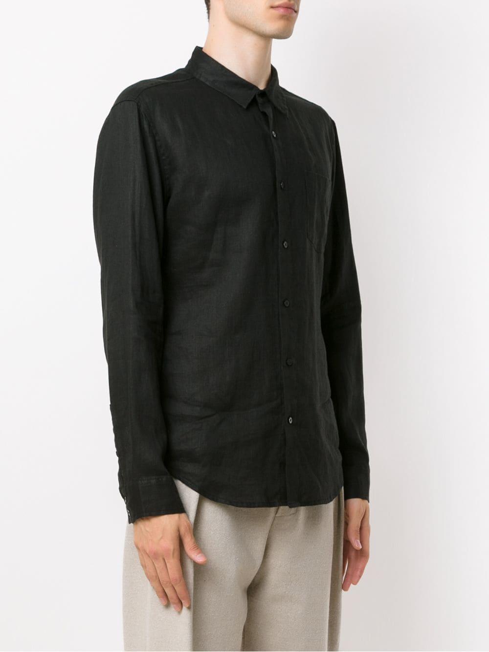 Osklen Long Sleeved Linen Shirt in Black for Men - Lyst