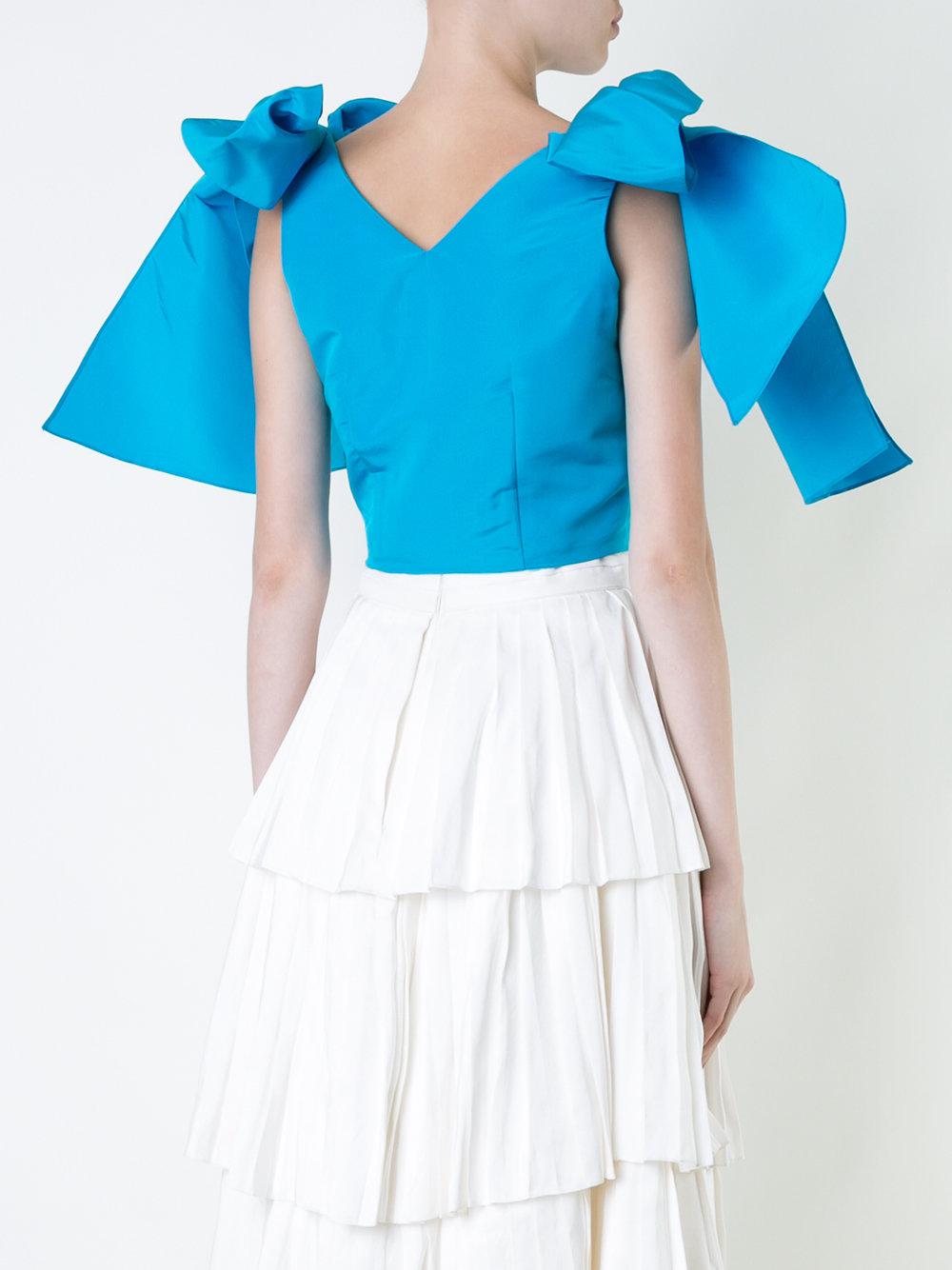 Lyst - Bambah Overlap Bow Top in Blue