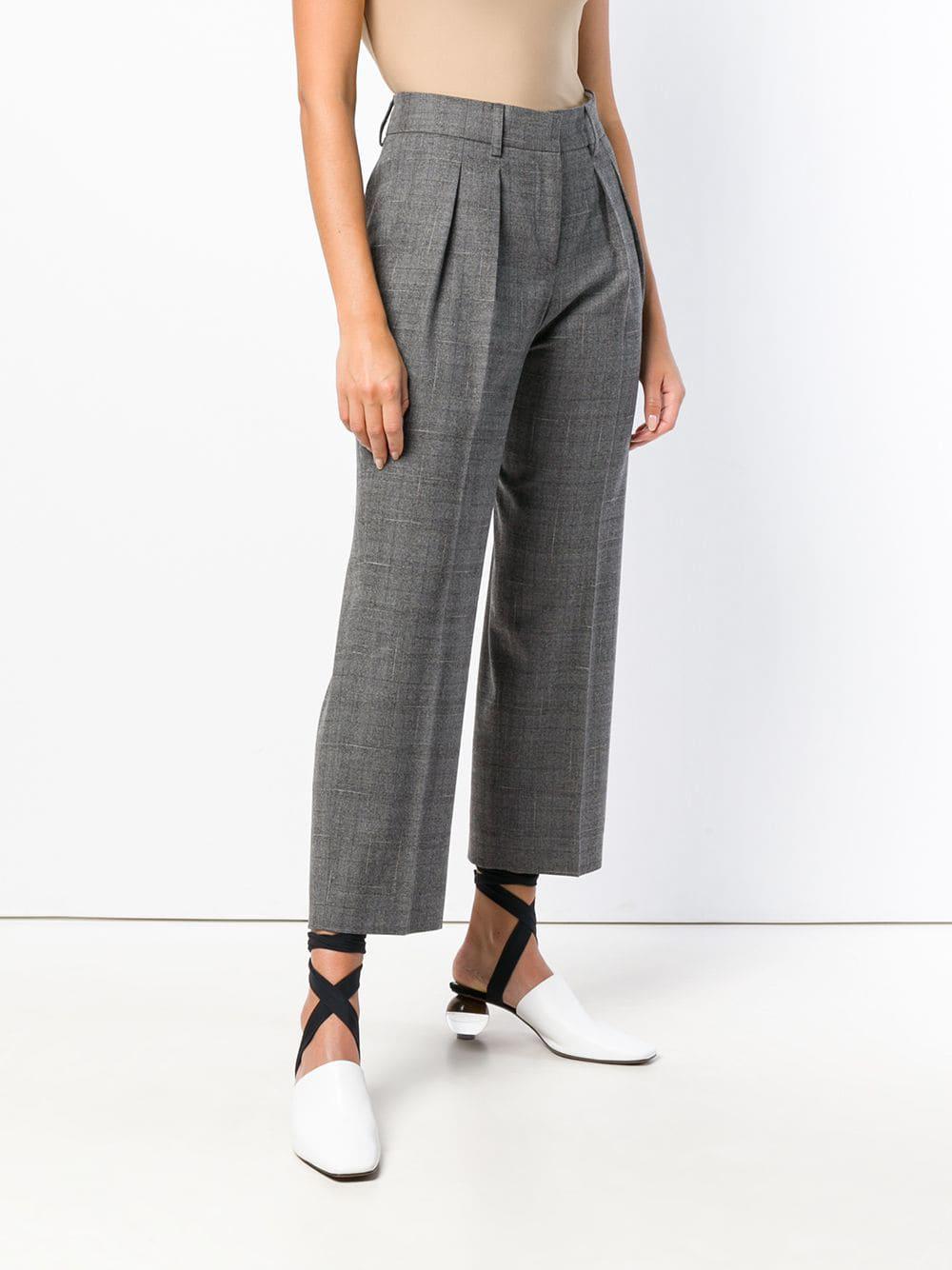 Fabiana Filippi Synthetic Checked Cropped Trousers in Grey (Gray) - Lyst