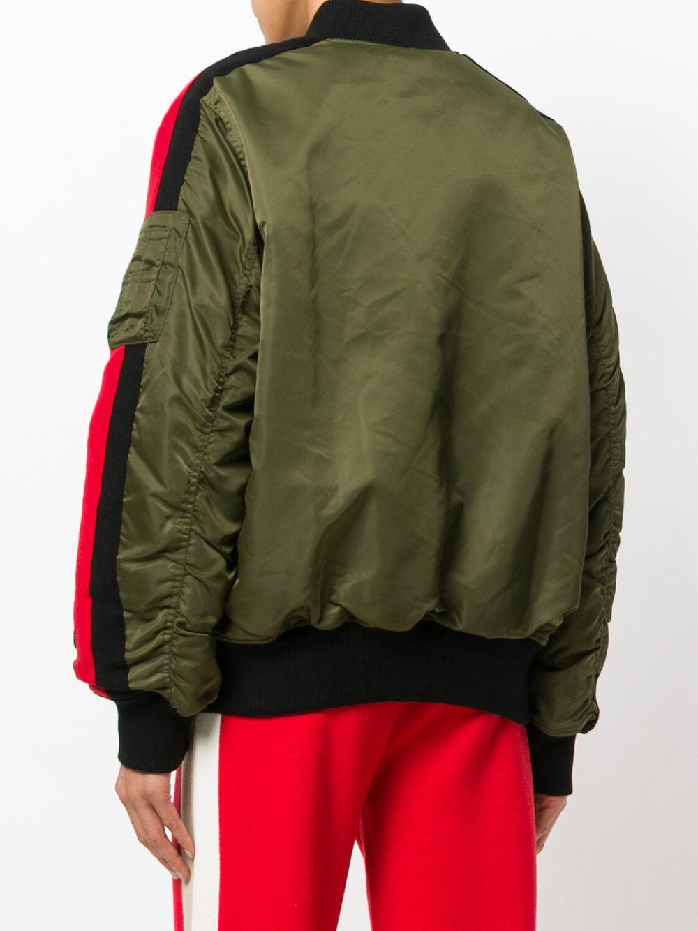 Lyst - Sjyp Side Stripe Bomber Jacket in Green