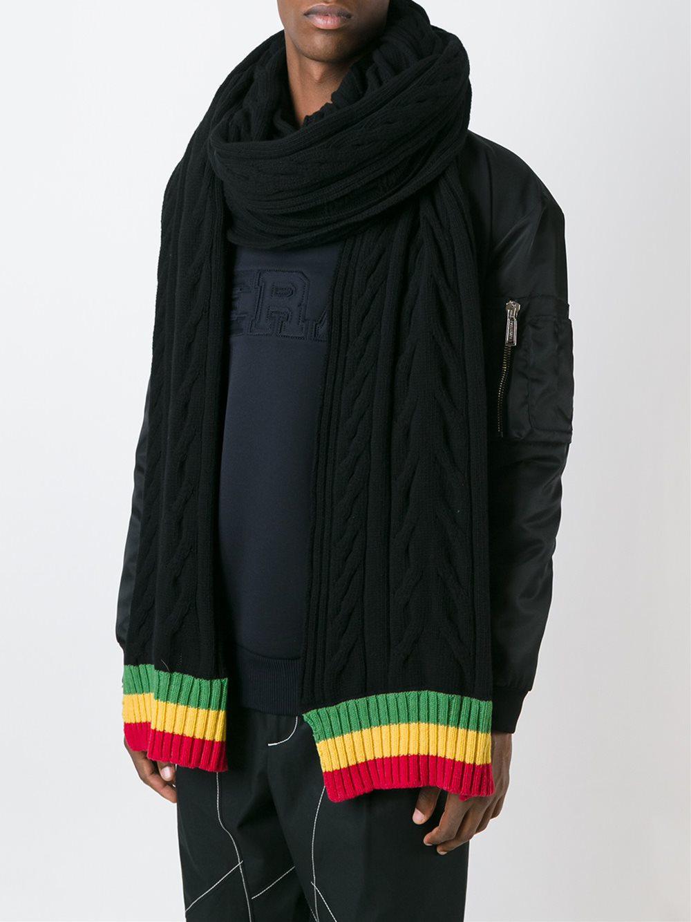 Lyst - Palm Angels Striped Edges Scarf in Black for Men