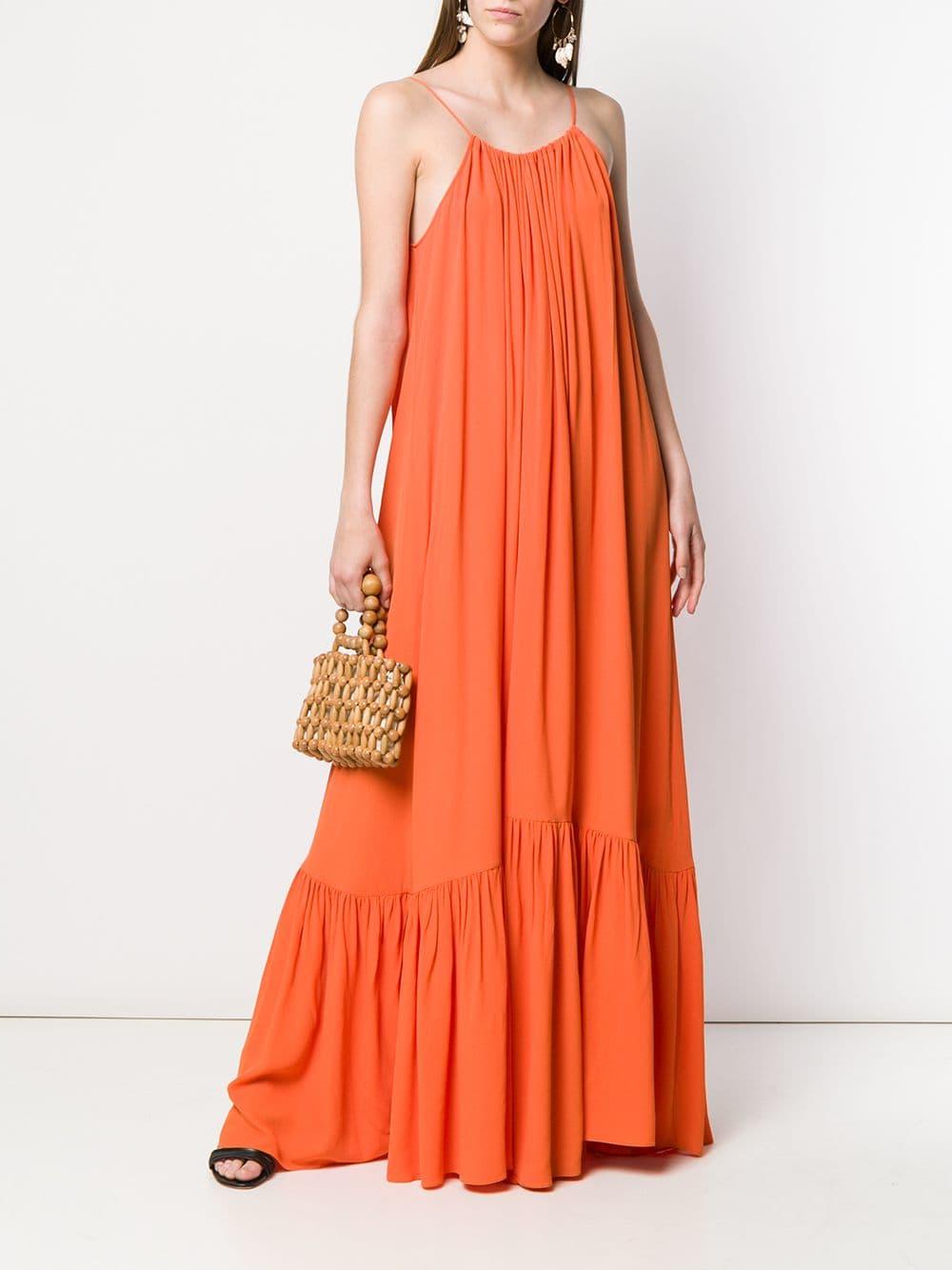 Erika Cavallini Semi Couture Ruffled Hem Maxi Dress in Orange - Lyst