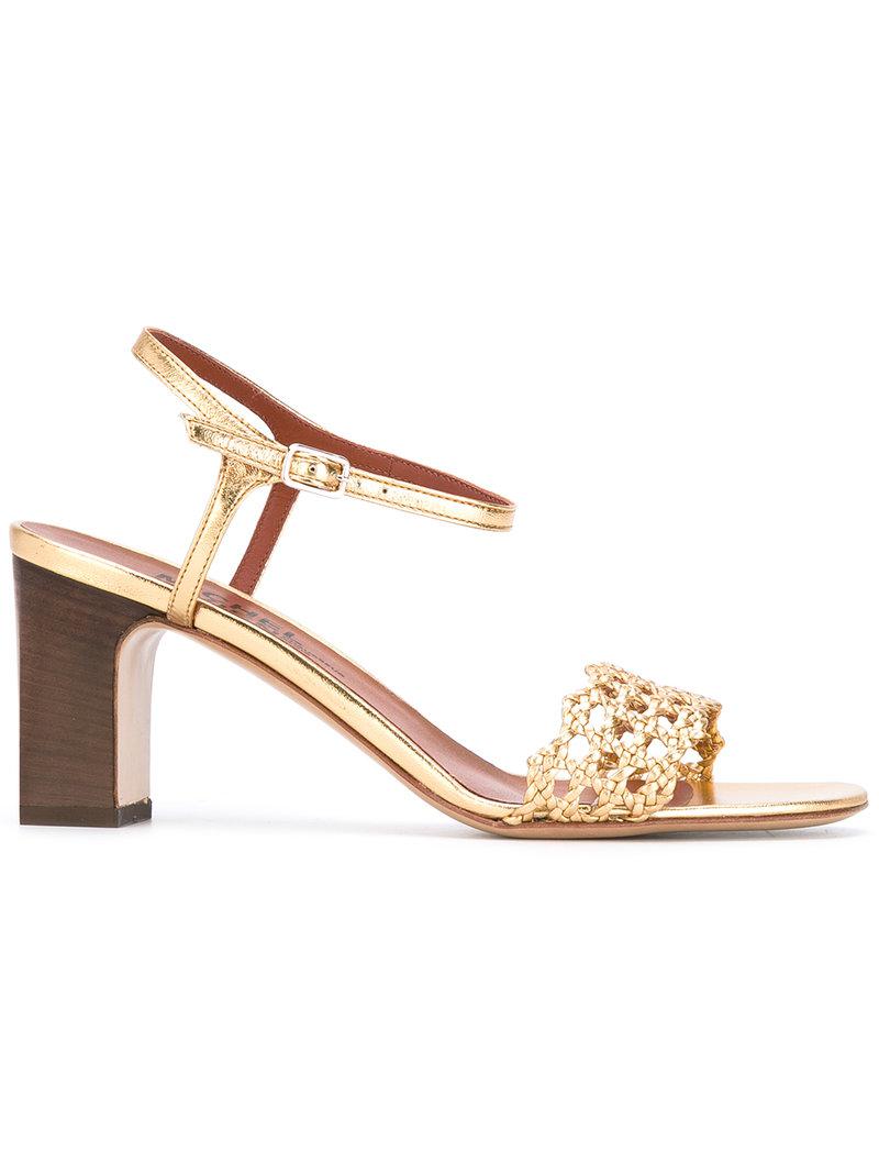 Lyst - Michel Vivien Woven Strap Heeled Sandals in Metallic
