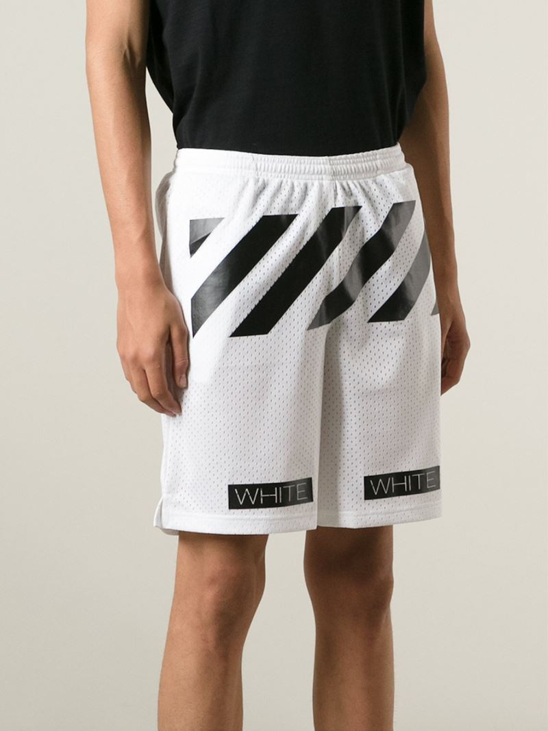 Lyst - Off-White C/O Virgil Abloh Striped Jersey Shorts in White for Men