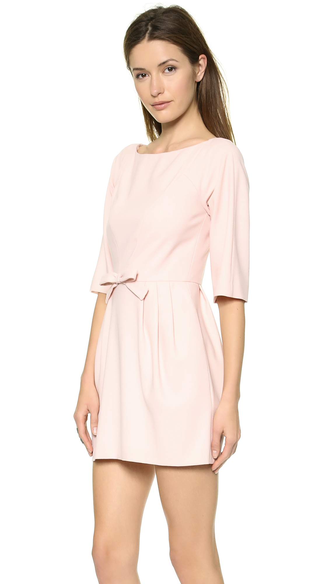 Lyst Red Valentino V Back Princess Seam Bow Dress Misty Rose In Pink