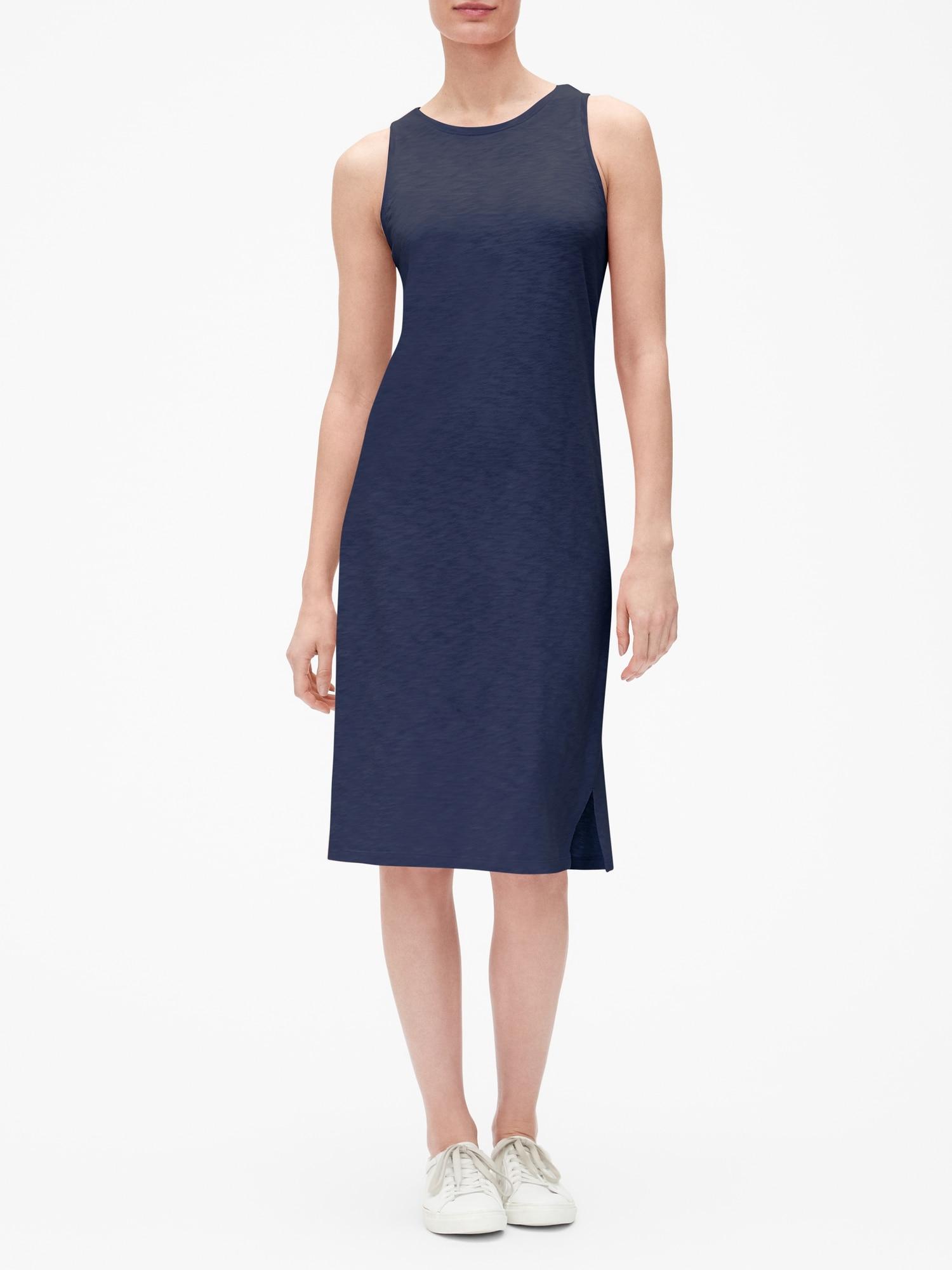GAP Factory Slub Tank Midi Dress in Blue - Lyst