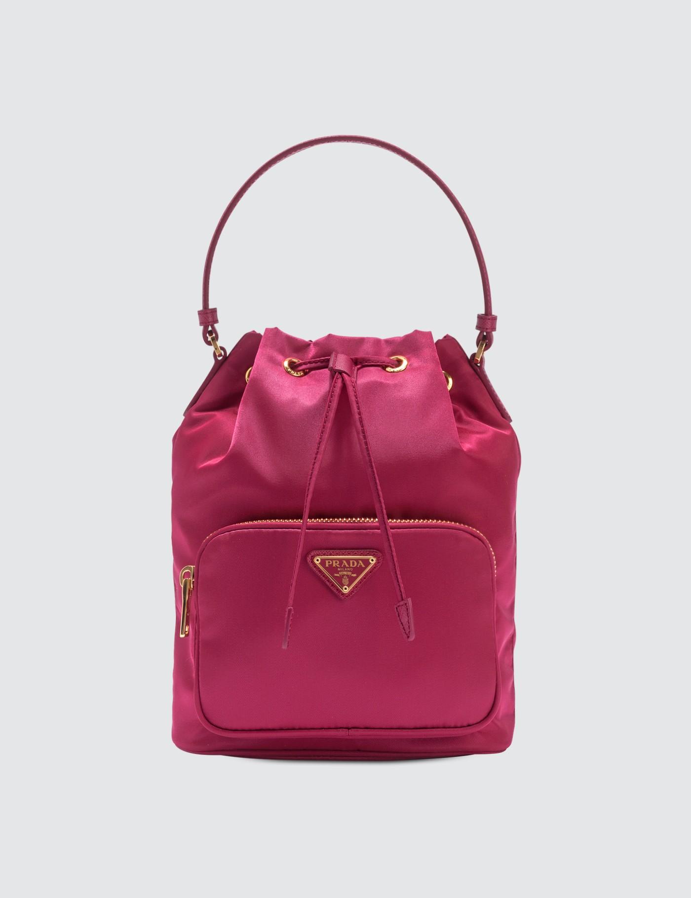 Prada Mini Nylon Bucket Bag In Pink Lyst