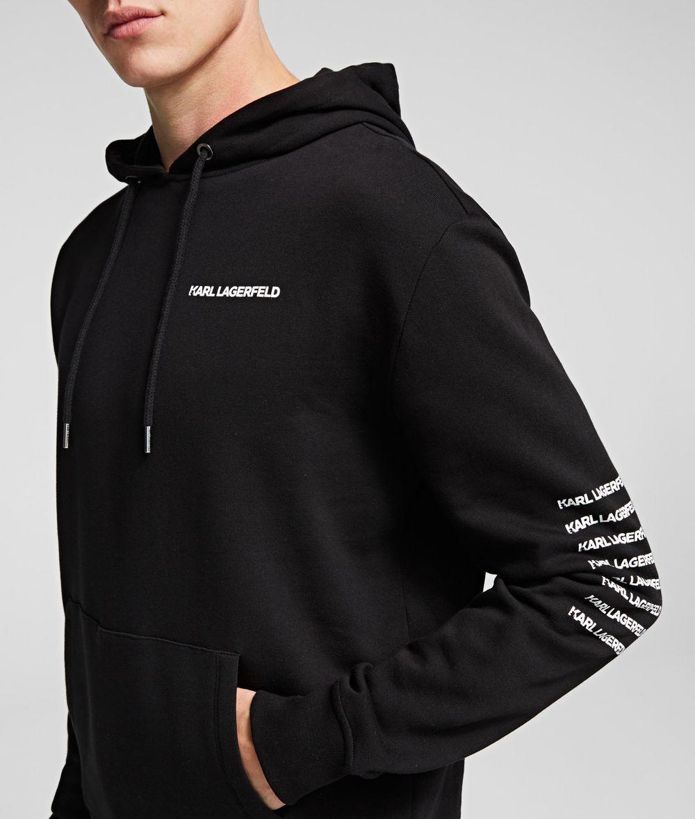 Karl Lagerfeld Cotton Repetition Logo Hoodie in Black for Men - Lyst