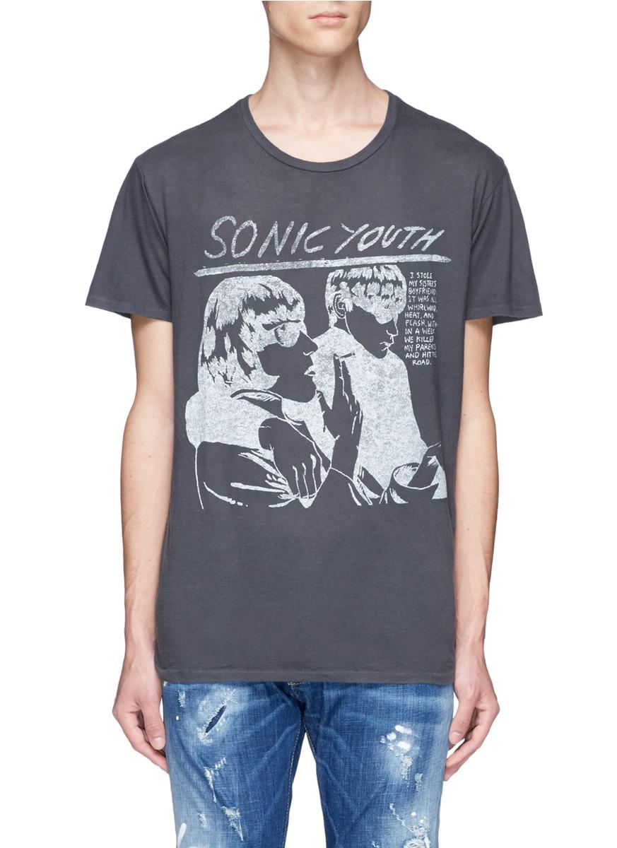 Lyst - R13 'sonic Youth' Print Cotton-cashmere T-shirt in Gray for Men