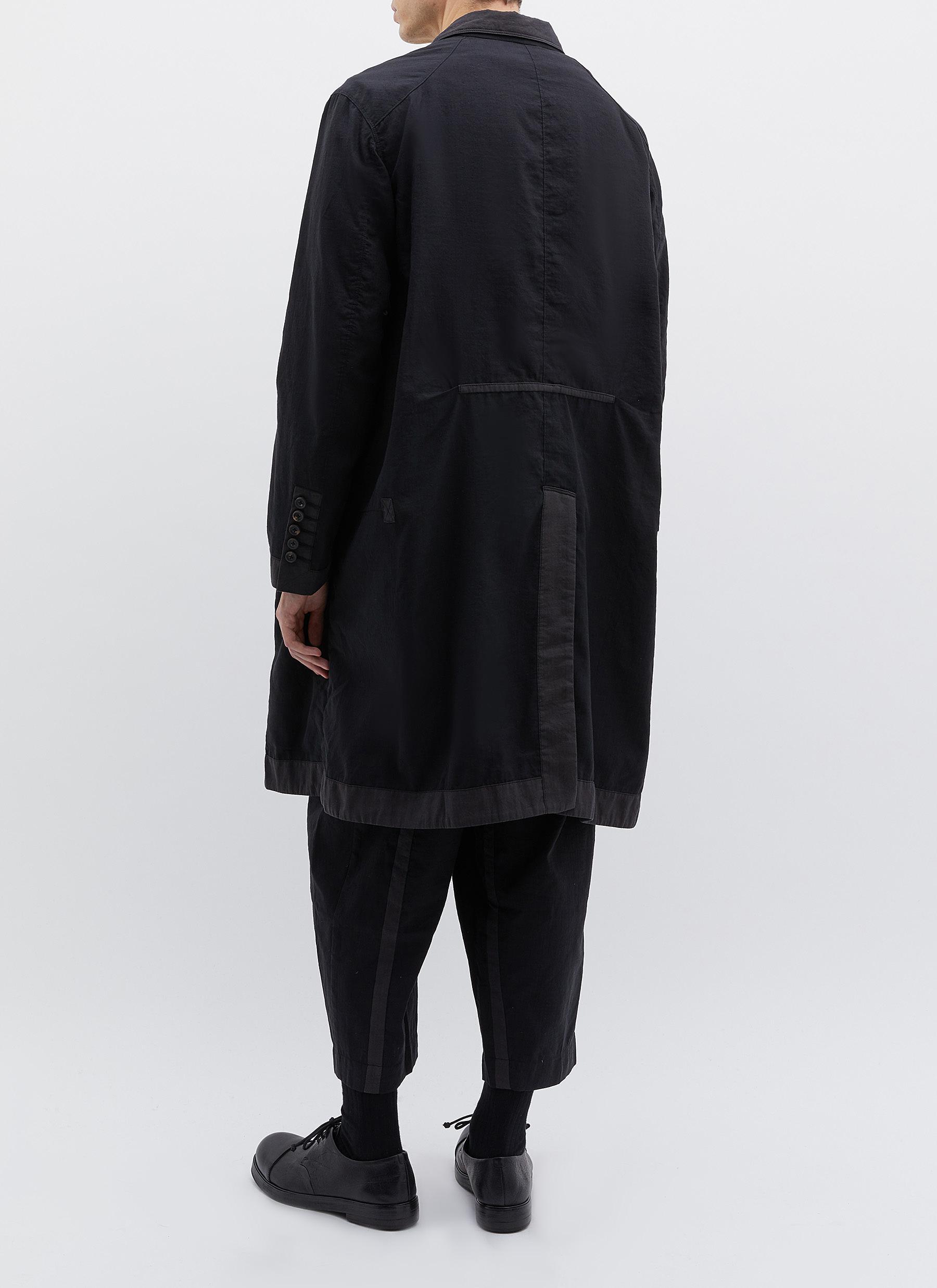 Ziggy Chen Contrast Lapel Linen-cotton Coat in White for Men - Lyst