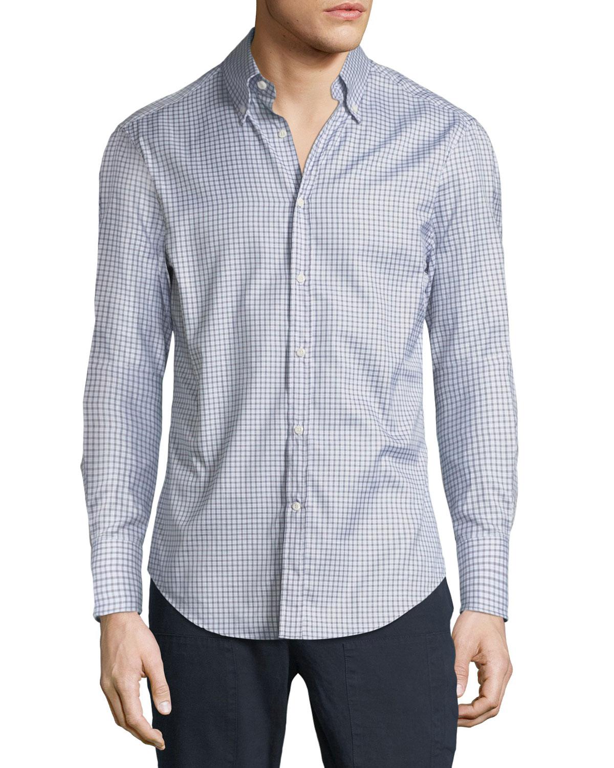 Lyst - Brunello Cucinelli Men's Slim-fit Chambray Cotton Shirt in Gray ...