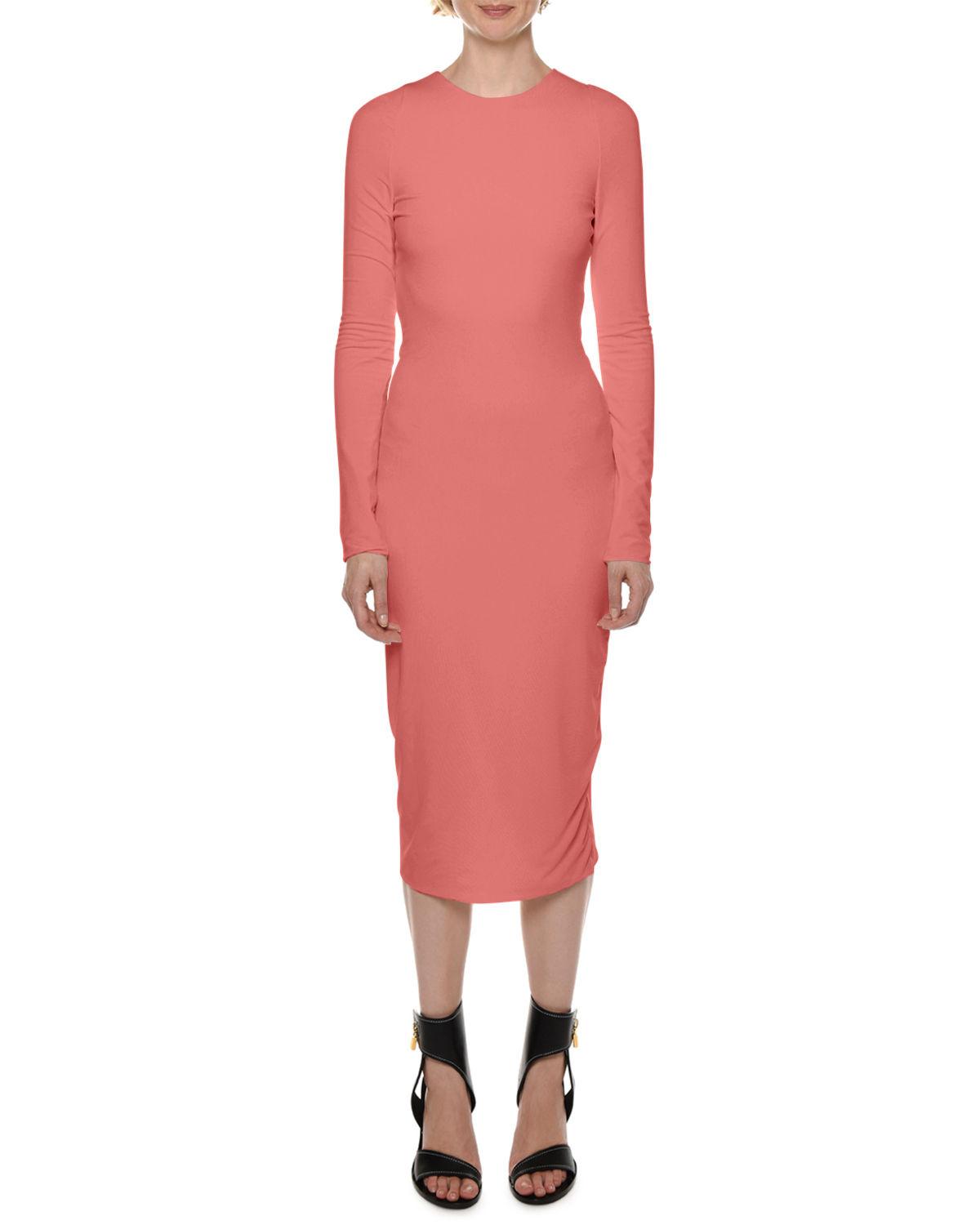 Tom Ford Synthetic Long-sleeve Bodycon Midi Dress in Pink/Orange (Pink ...