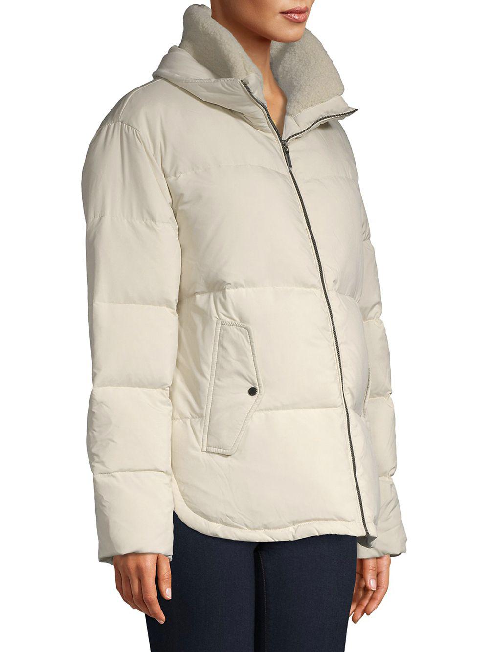 Bernardo Sherpa-trimmed Puffer Jacket in Natural - Lyst