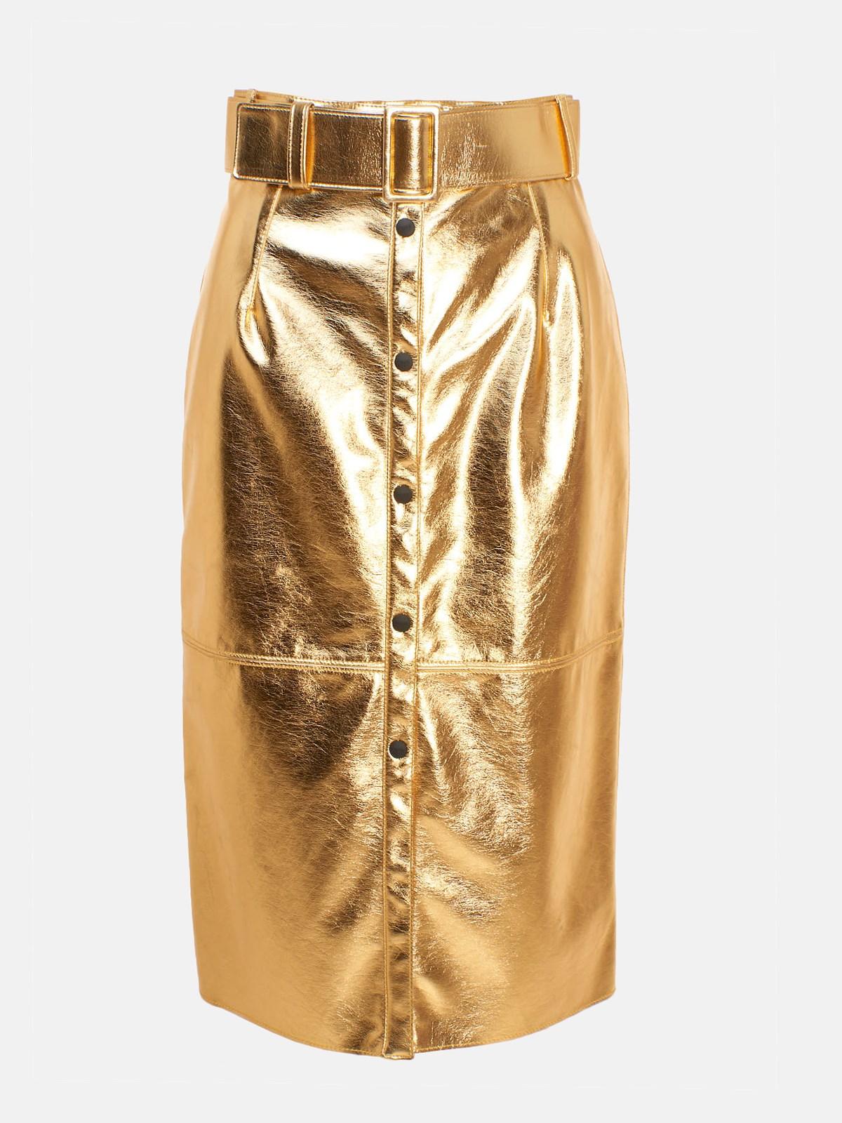 MSGM Gold Maxi Skirt in Metallic - Lyst
