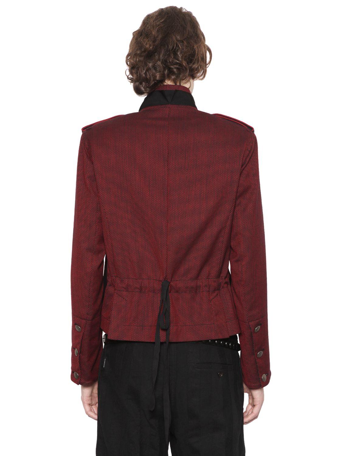Lyst - Ann Demeulemeester Woven Cotton Military Casual Jacket in Red ...