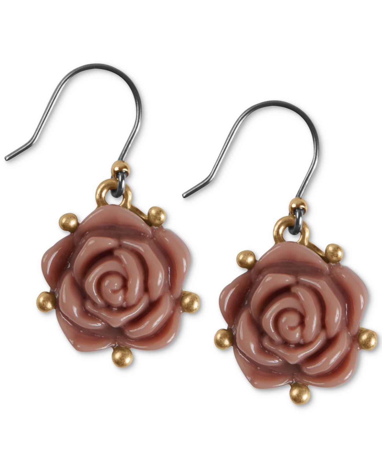 Lyst - Lucky Brand Gold-tone Flower Drop Earrings in Metallic