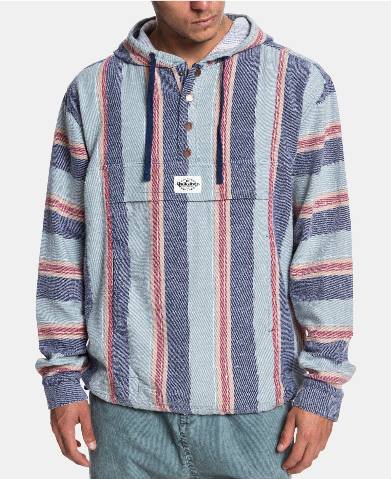 Lyst - Quiksilver Neo Blue Stripe Flannel Hoodie in Blue for Men