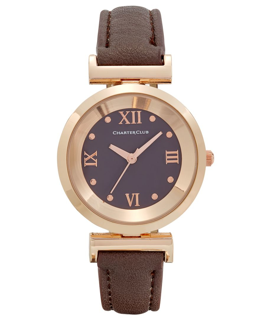 Charter club Women's Brown Polyurethane Strap Watch 31mm, Only At Macy ...