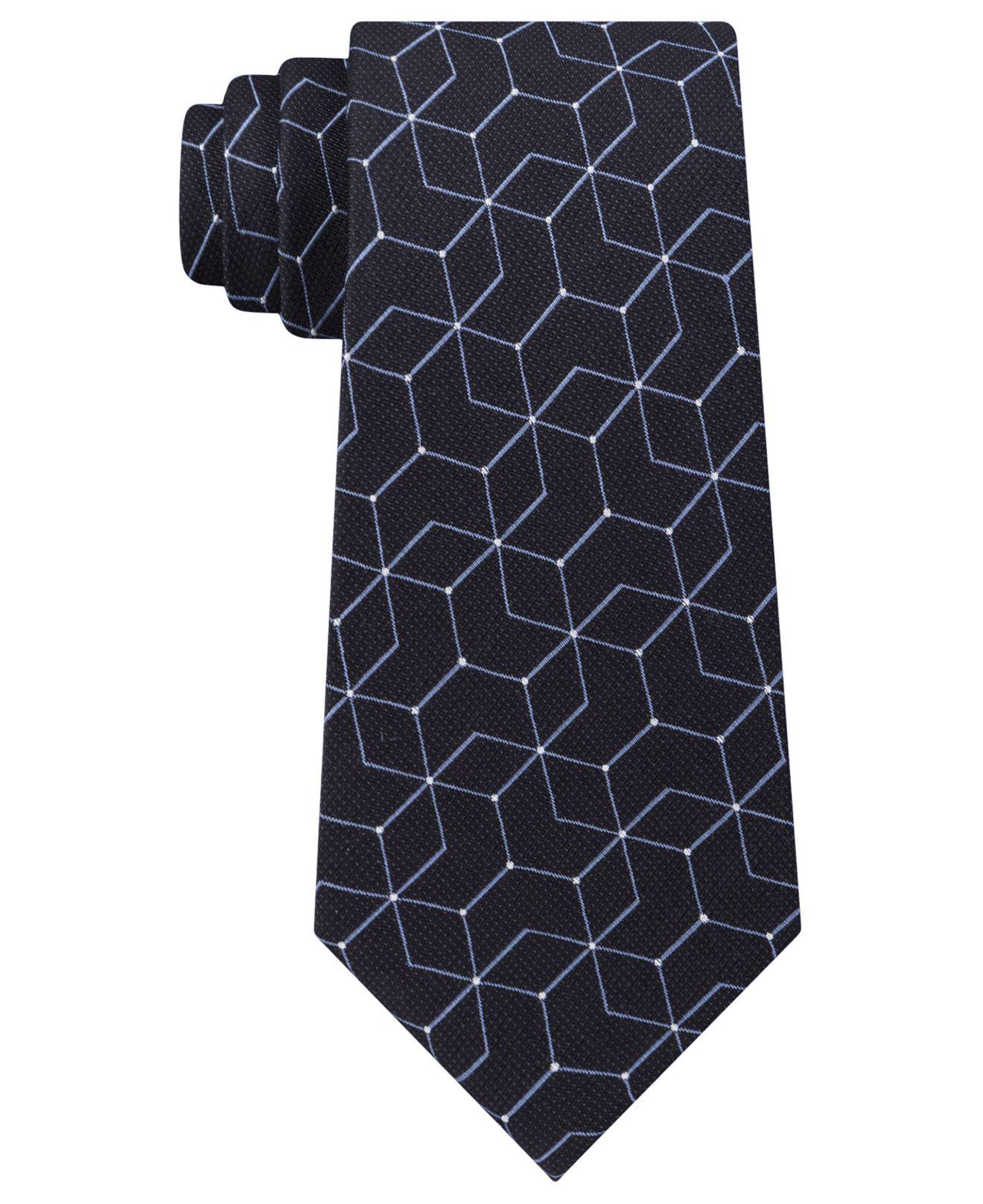Calvin Klein Constellation Slim Silk Tie in Black for Men - Lyst