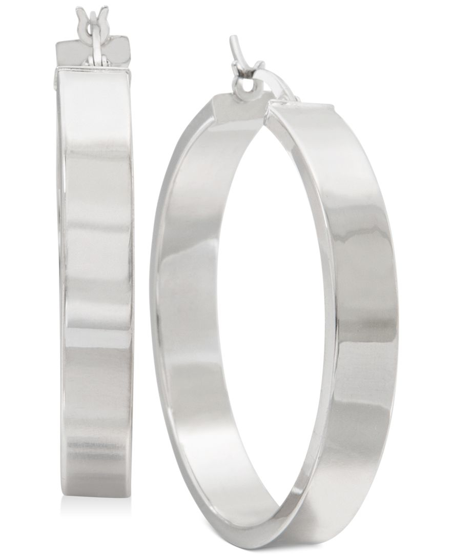 Macy's Straight-edge Thick Hoop Earrings In Sterling Silver in Metallic ... Macy's Straight-edge Thick Hoop Earrings In Sterling Silver in Metallic ...