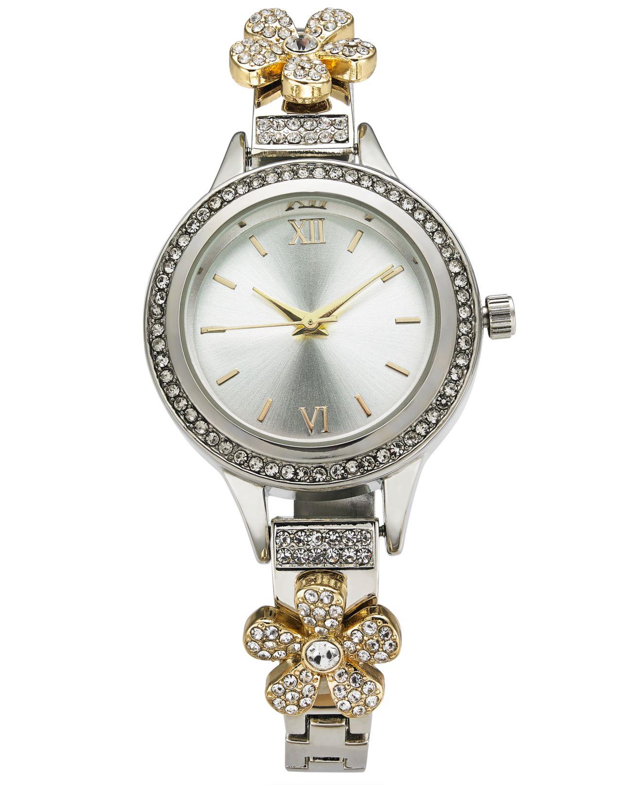 Charter Club Two-tone Crystal Flower Bracelet Watch 32mm, Created For ...