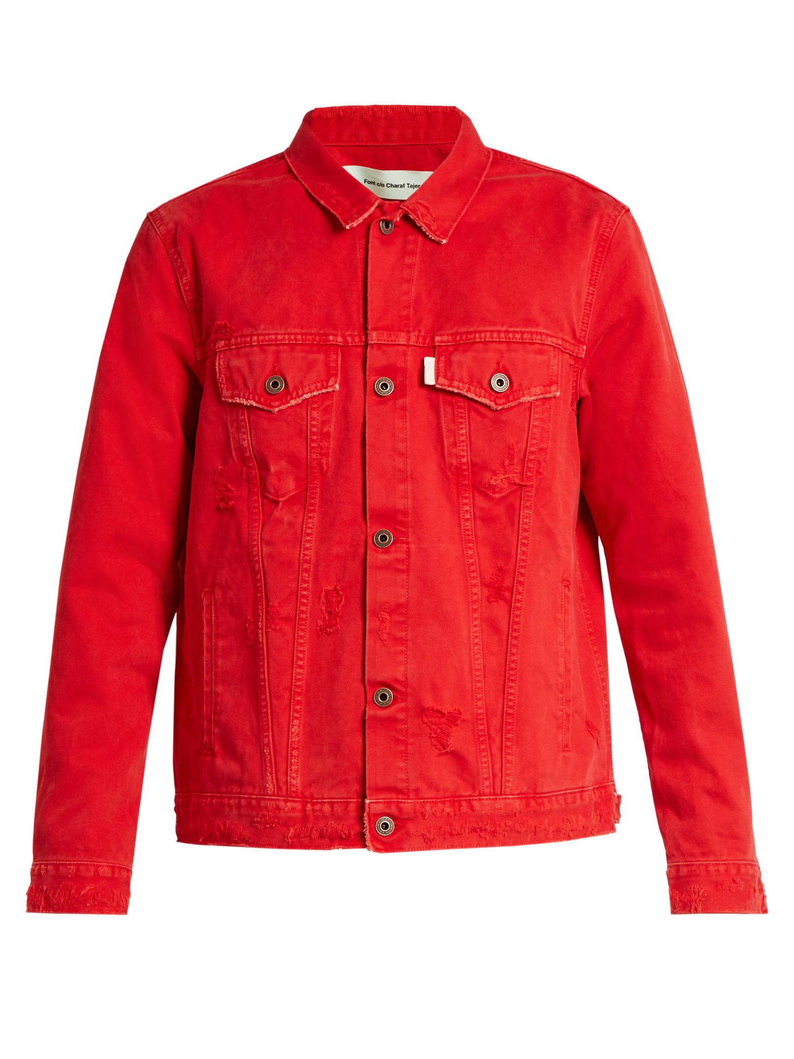 Off-white c/o virgil abloh The End Denim Jacket in Red for Men | Lyst