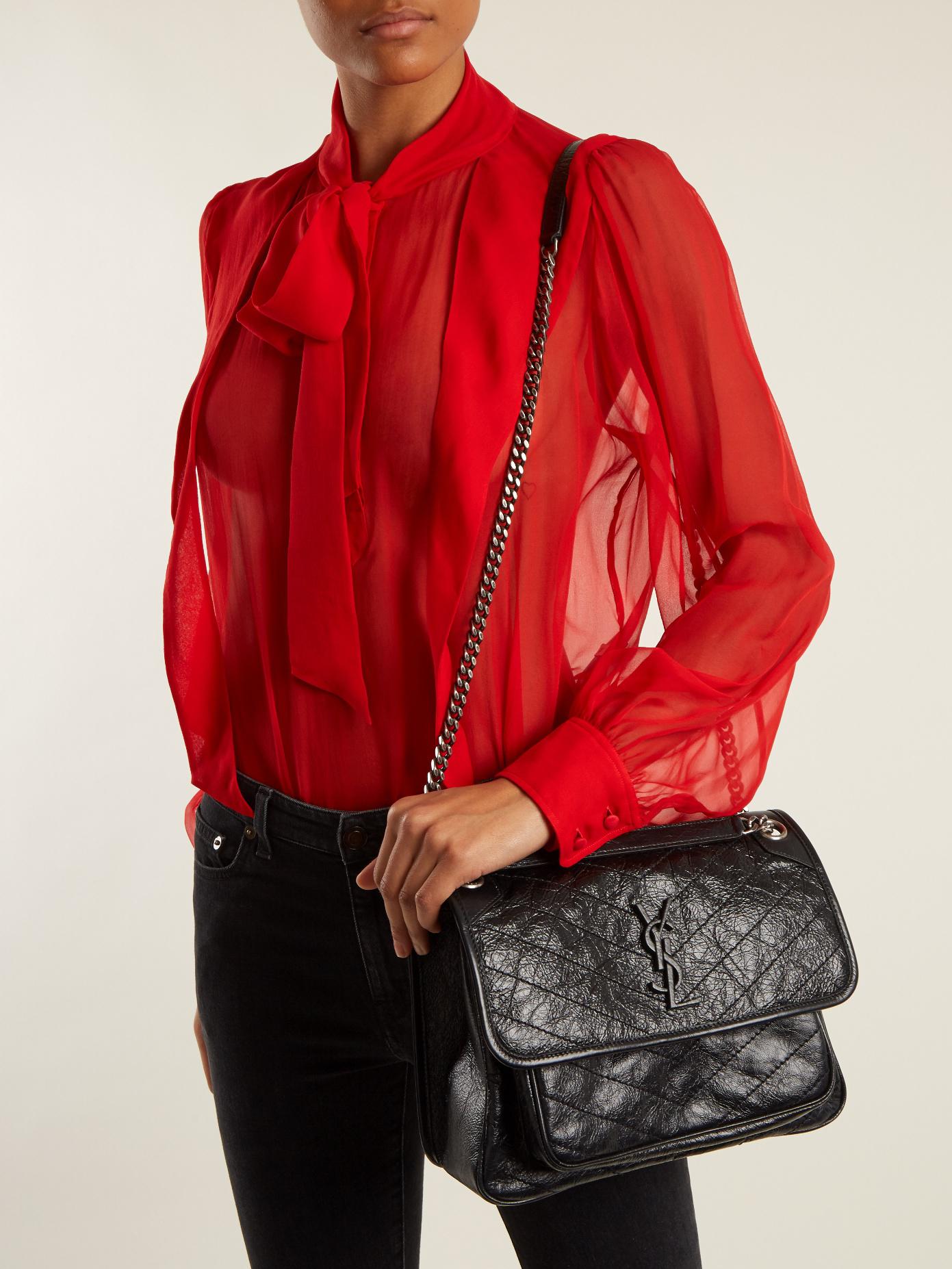 Lyst Saint Laurent Niki Medium Quilted leather Bag In Black