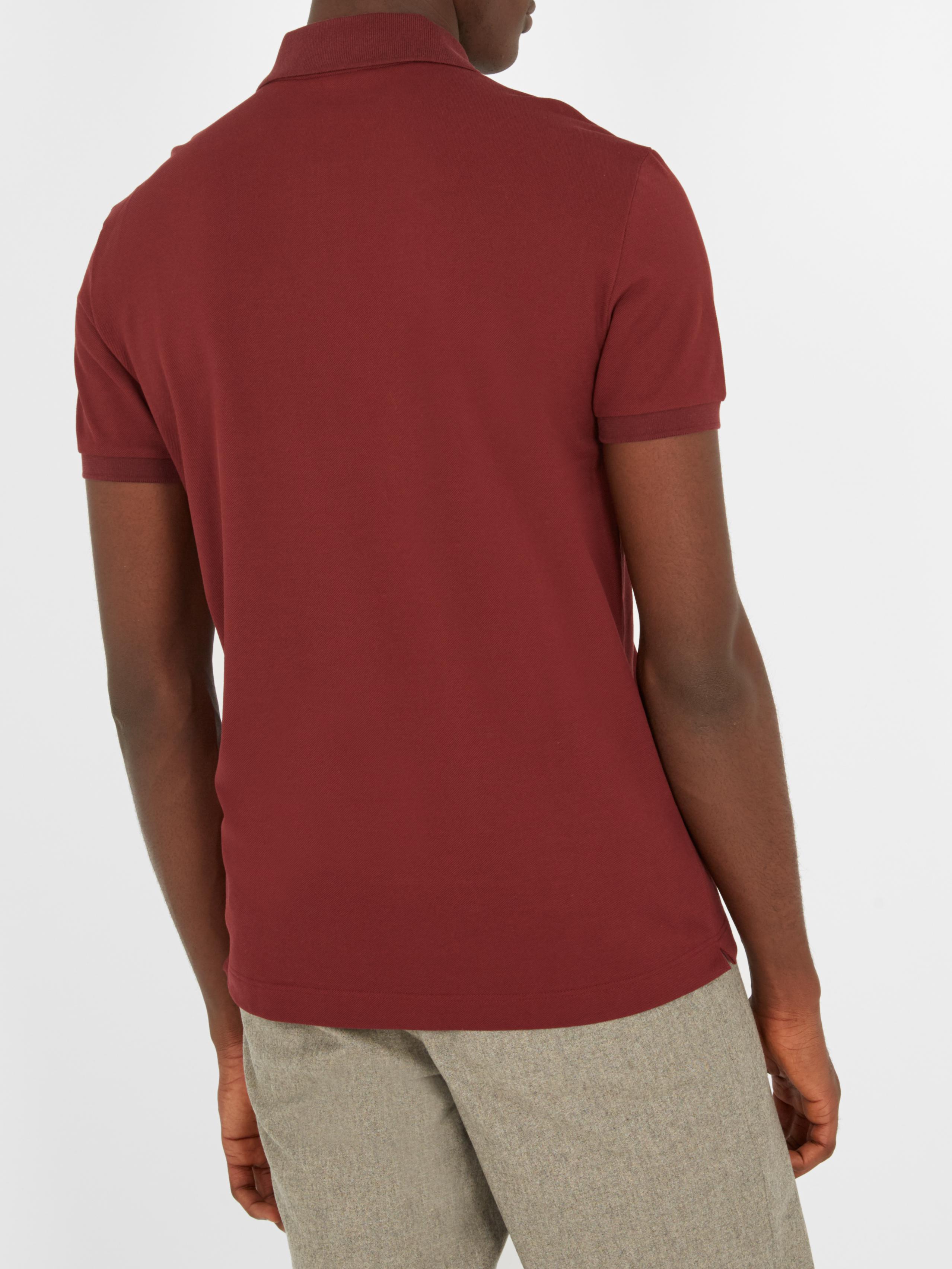 Lyst - Bottega Veneta Logo-embroidered Cotton-piqué Polo Shirt in Red ...