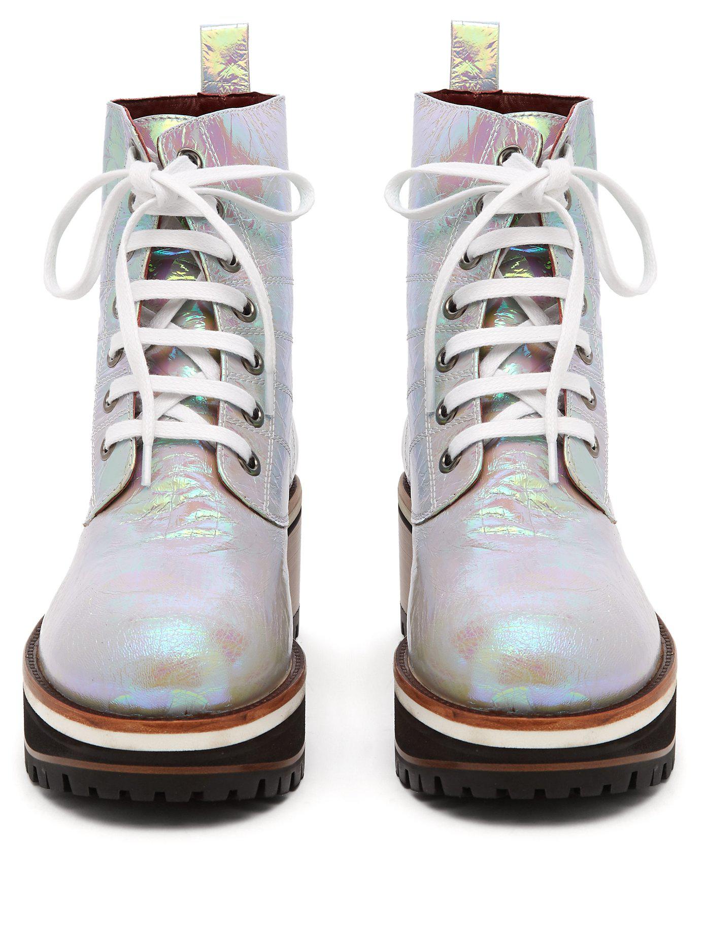 Sies Marjan Jessa Iridescent Leather Ankle Boots in Blue - Lyst