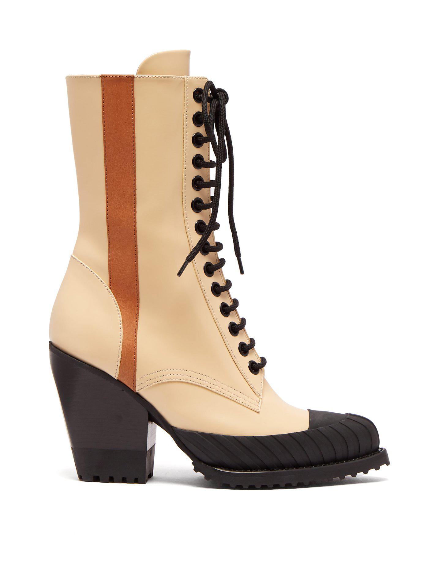 Lyst - Chloé Rylee Leather Lace-up Boots in Brown