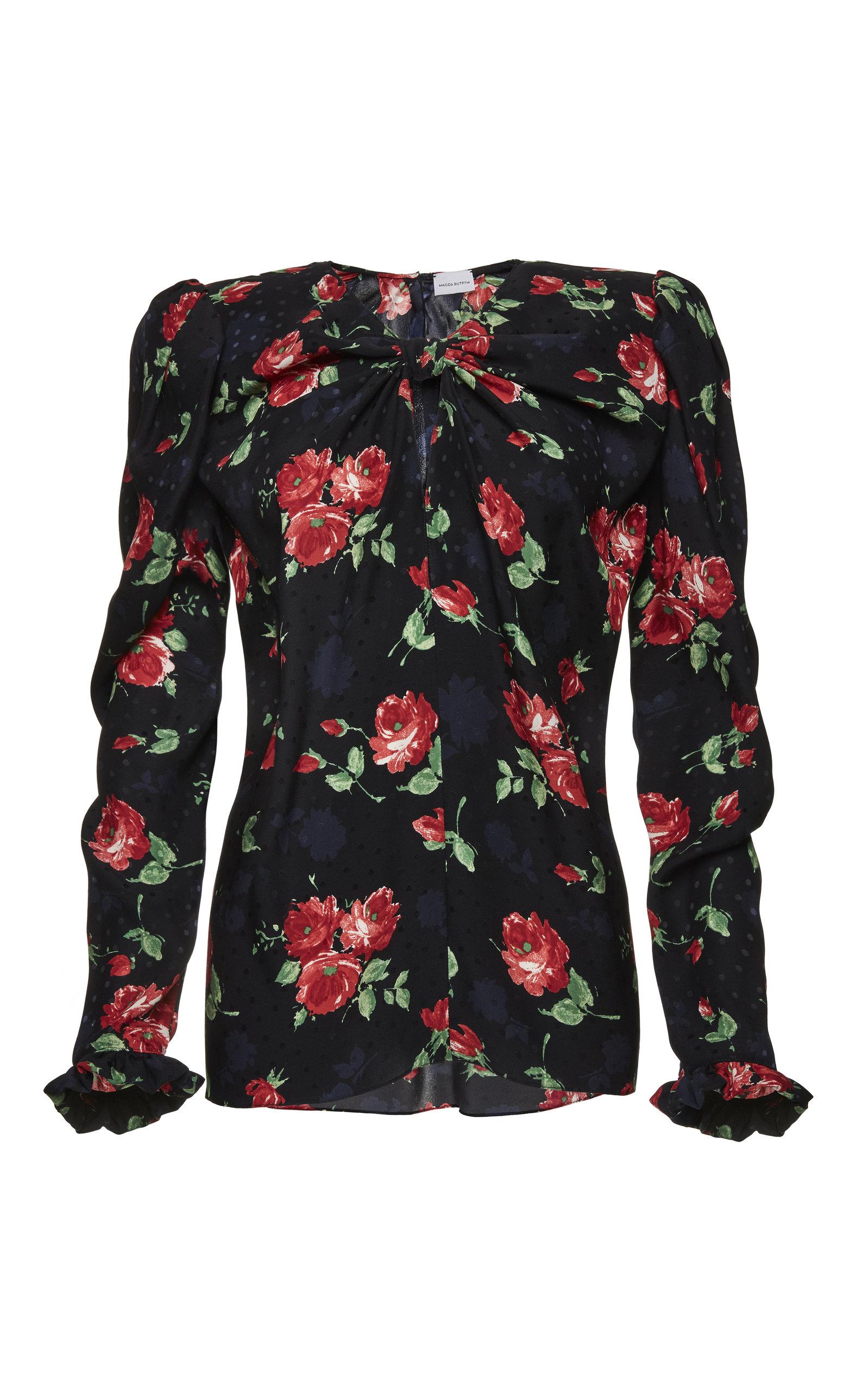 Lyst - Magda Butrym Caserta Floral Puff-sleeve Blouse in Blue
