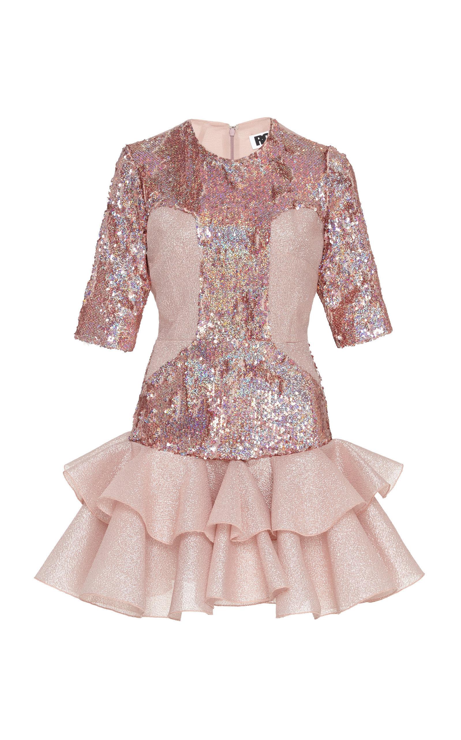 ROTATE BIRGER CHRISTENSEN Synthetic Tamara Ruffled Hem Mini Dress in ...