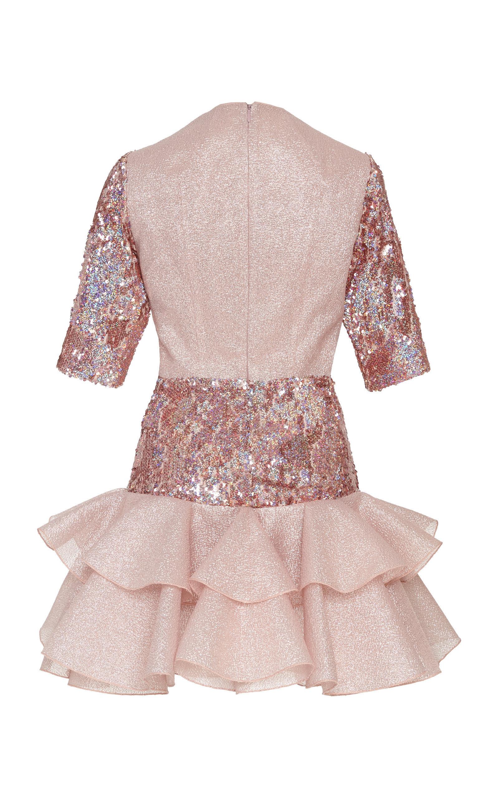 ROTATE BIRGER CHRISTENSEN Synthetic Tamara Ruffled Hem Mini Dress in ...