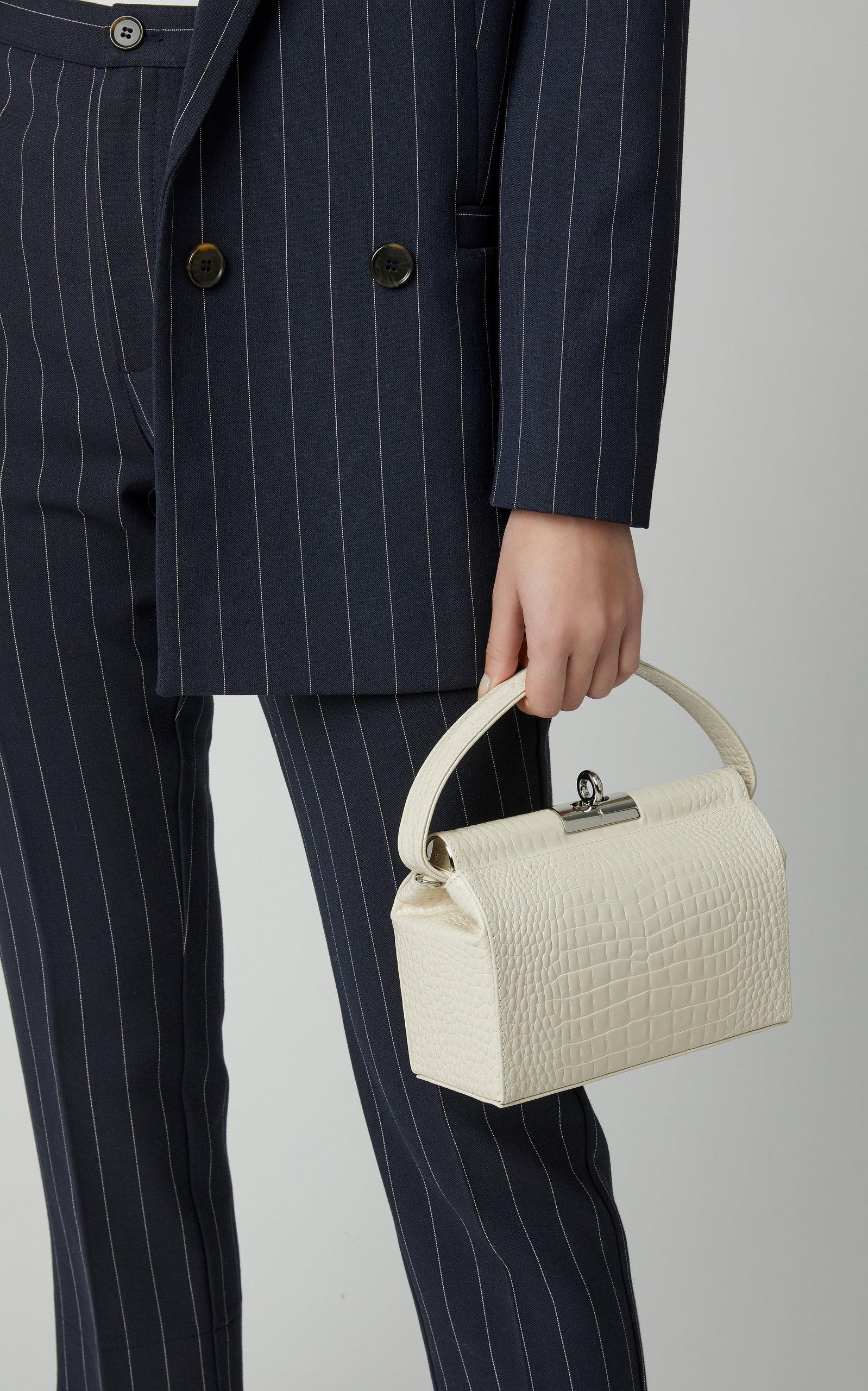 GU_DE Milky Croc-effect Leather Top Handle Bag in White - Lyst