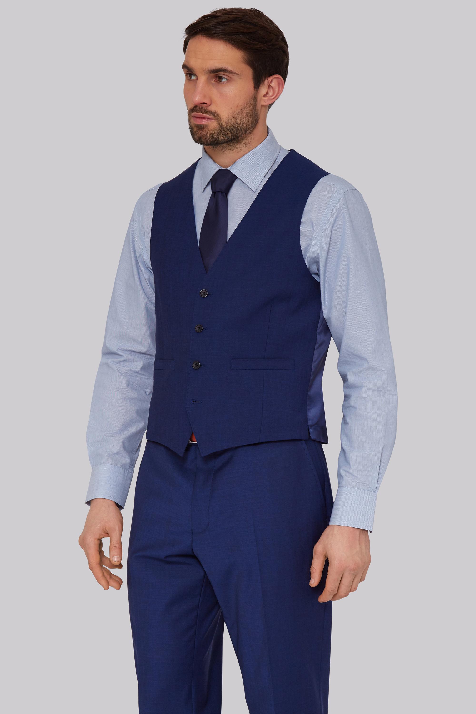 Lyst - Moss Esq. Performance Regular Fit Bright Blue Waistcoats in Blue ...