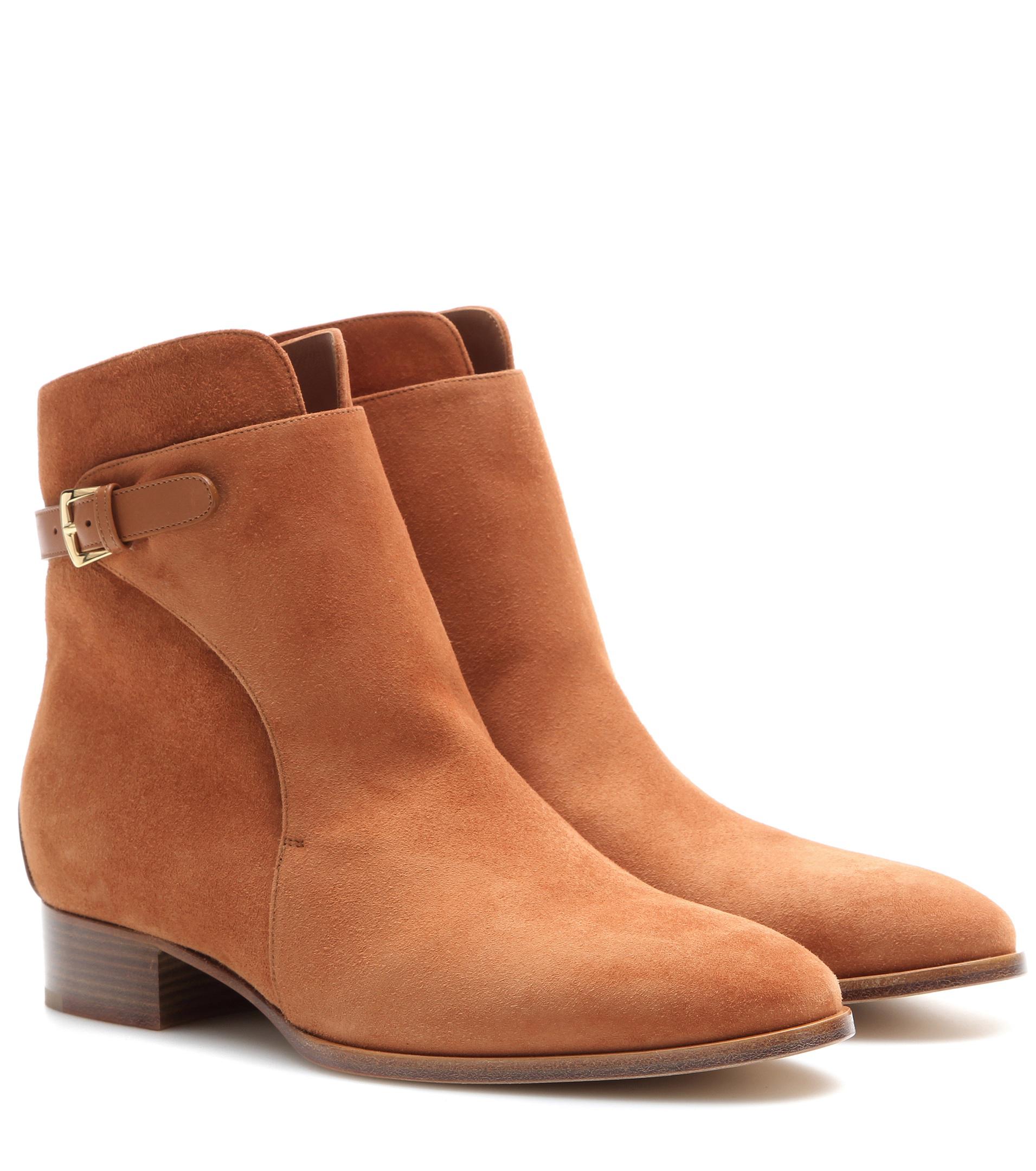 Lyst - Loro Piana Wallis Suede Ankle Boots in Orange