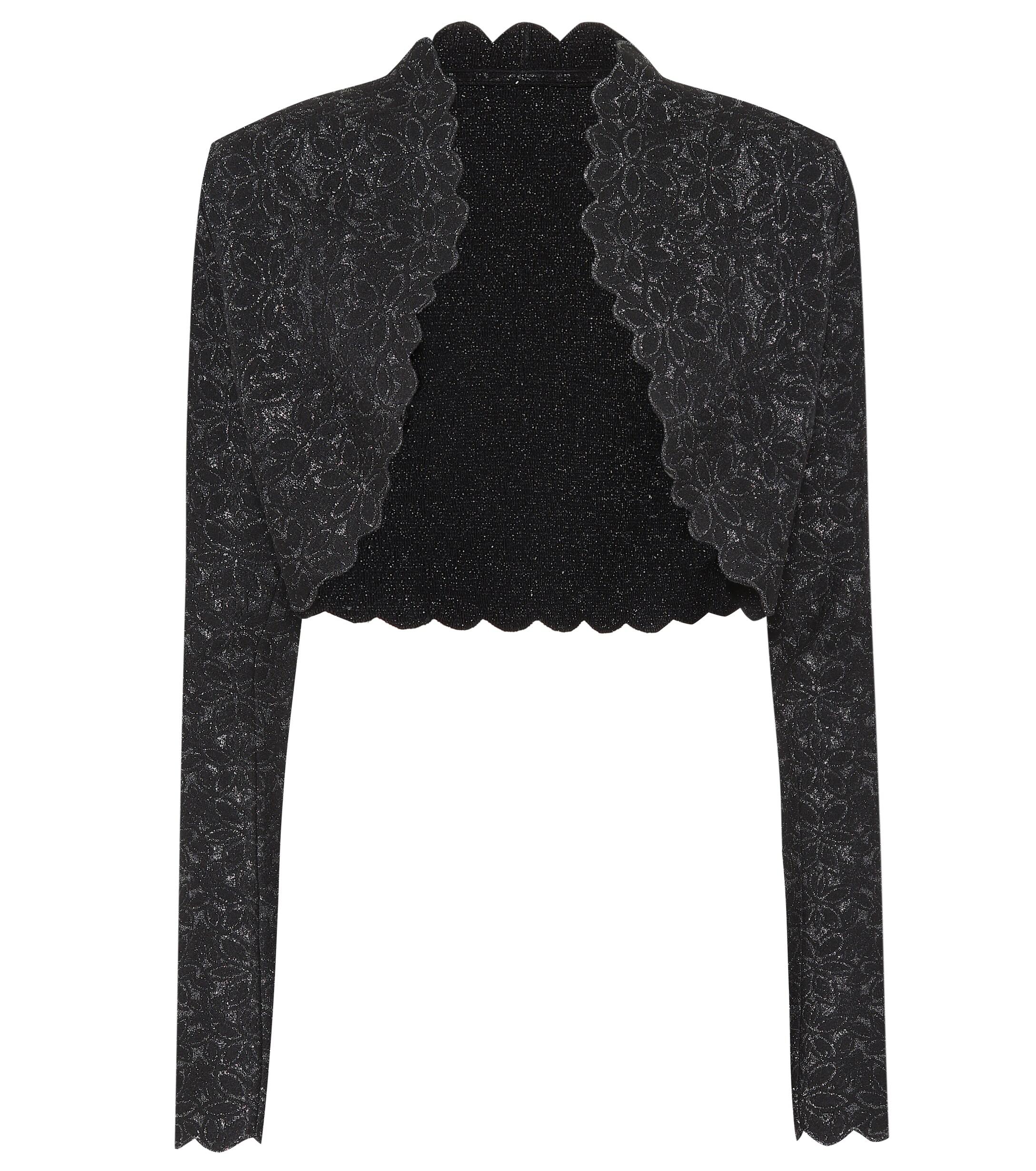Alaïa Metallic Cropped Cardigan in Black - Lyst