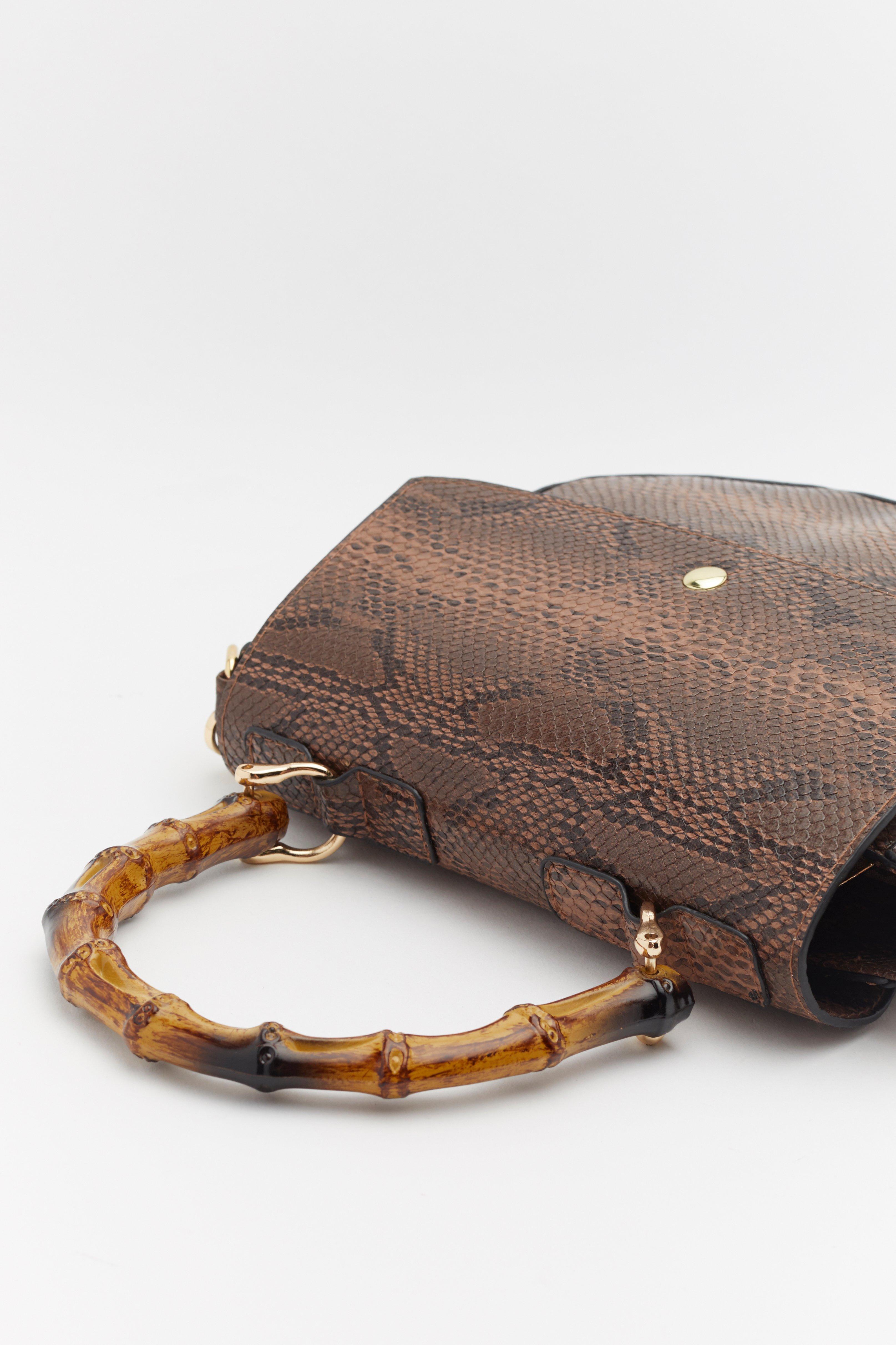Nasty Gal Want Snake Hold Bamboo Shoulder Bag in Brown - Lyst
