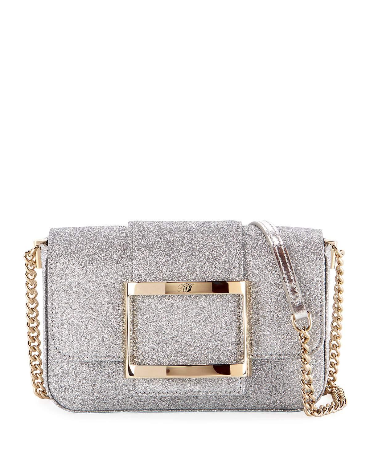Roger Vivier Tres Micro Glitter Clutch Bag in Metallic - Lyst