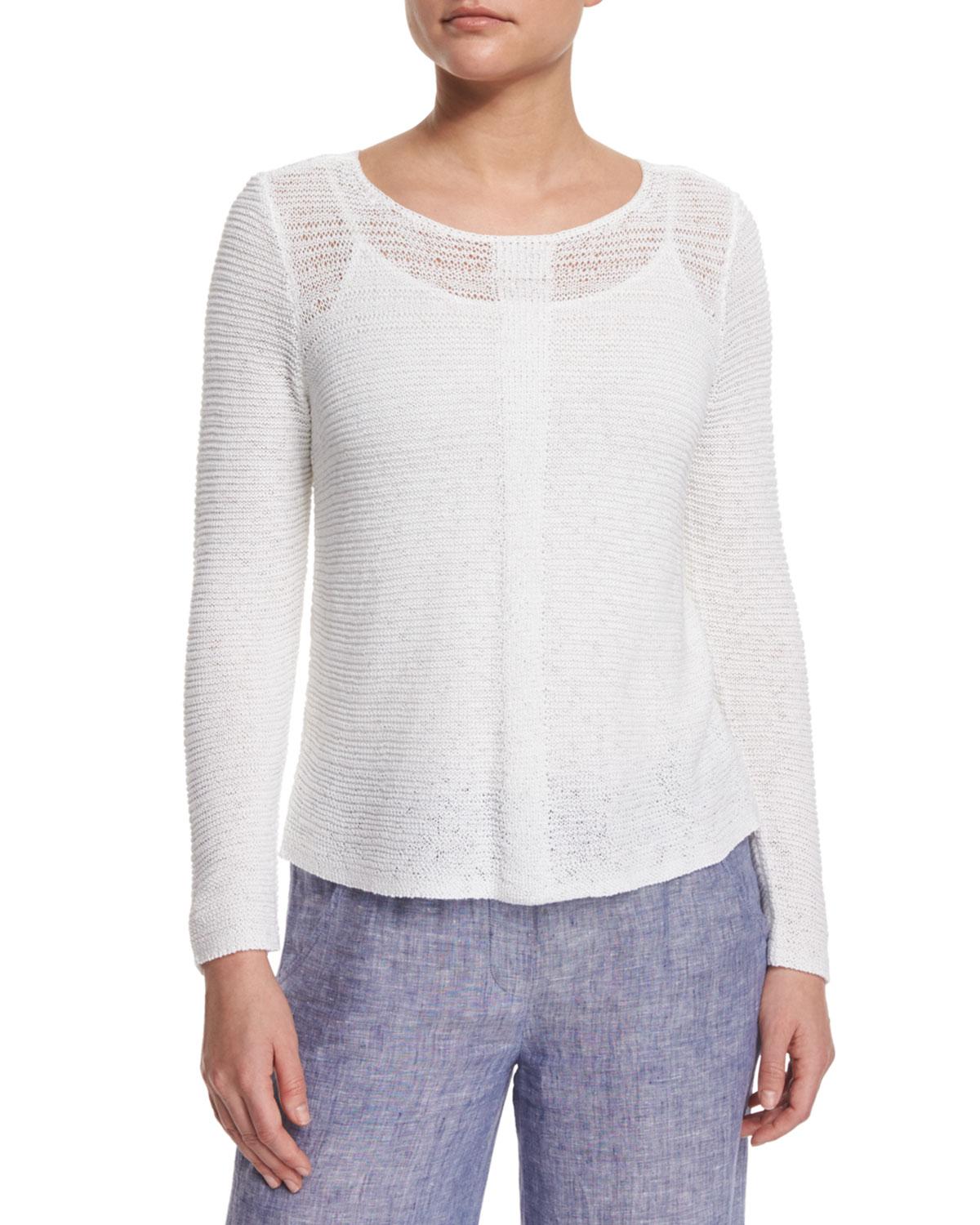 Lyst - Nic+Zoe Long-sleeve Sheer Illusion Sweater Top Plus Size in ...