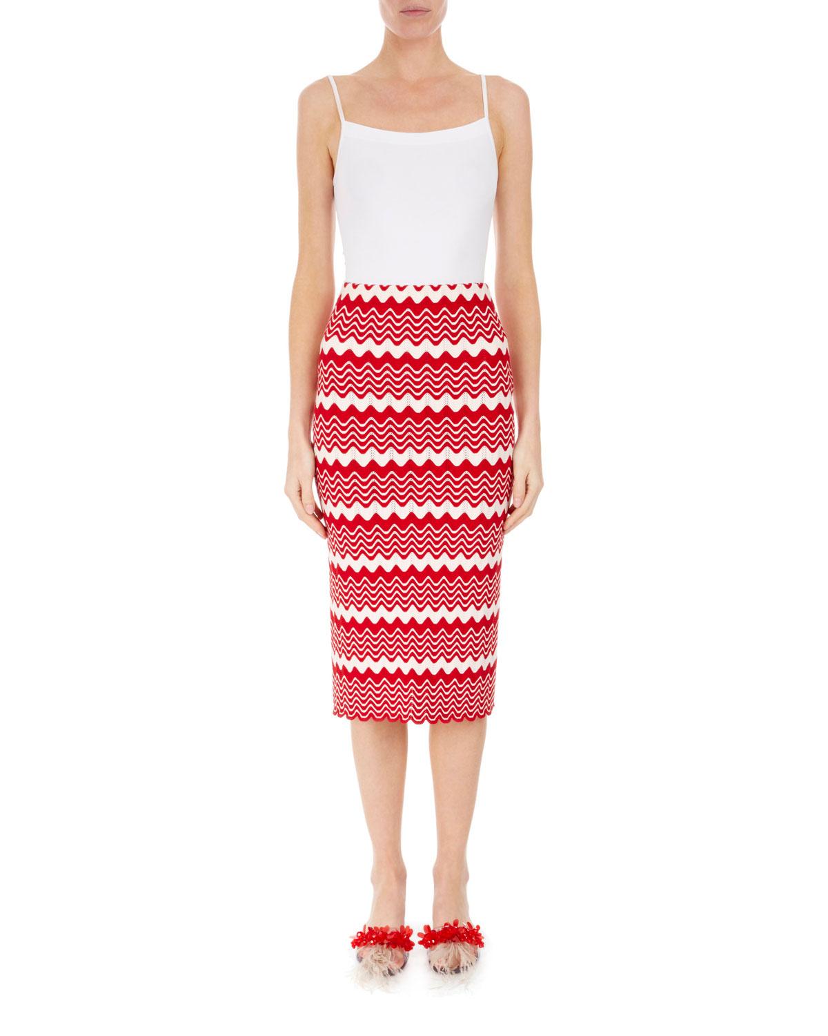 Lyst - Simone Rocha Slim Squiggle Skirt in Red