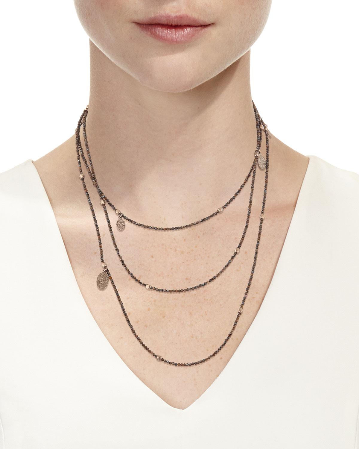 Brunello Cucinelli Multi-strand Hematite Necklace in Brown - Lyst