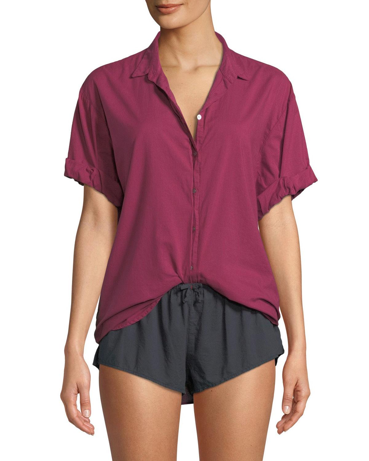 Xirena Channing Short-sleeve Lounge Shirt in Purple - Lyst