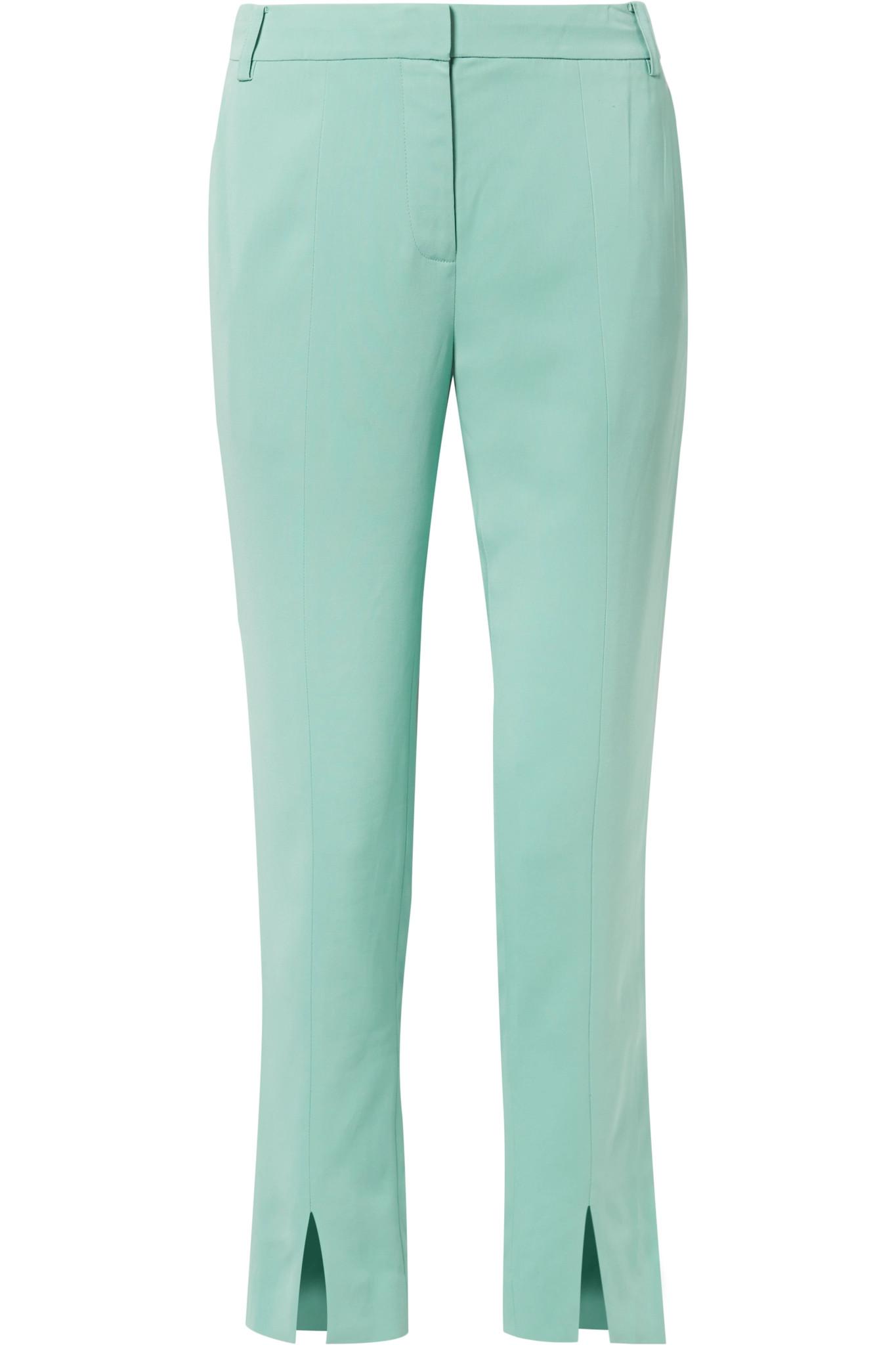 Lyst - Tibi Beatle Stretch-crepe Straight-leg Pants in Green