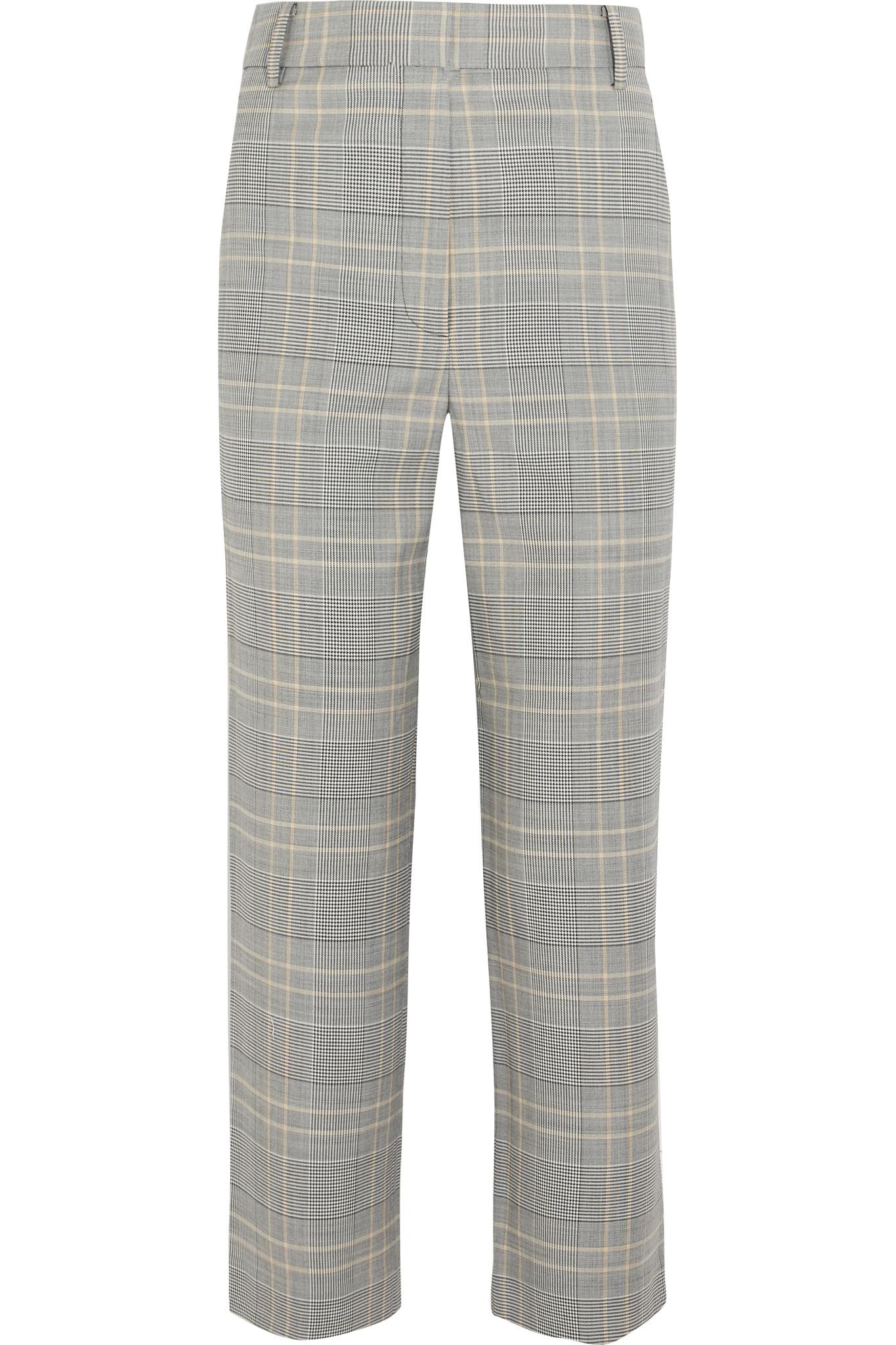 Lyst - Tibi Jasper Cropped Checked Woven Straight-leg Pants in Gray