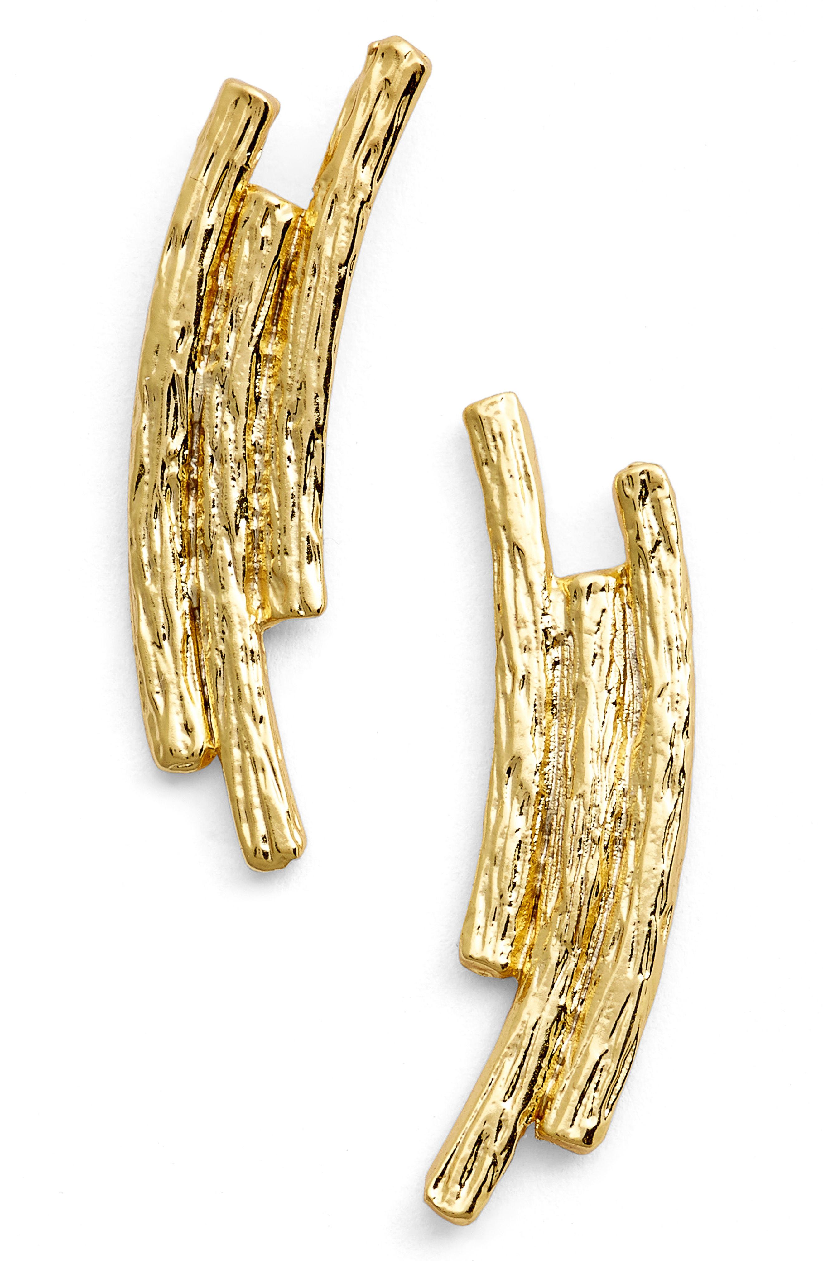 Lyst - Karine Sultan Three Row Drop Earrings in Metallic