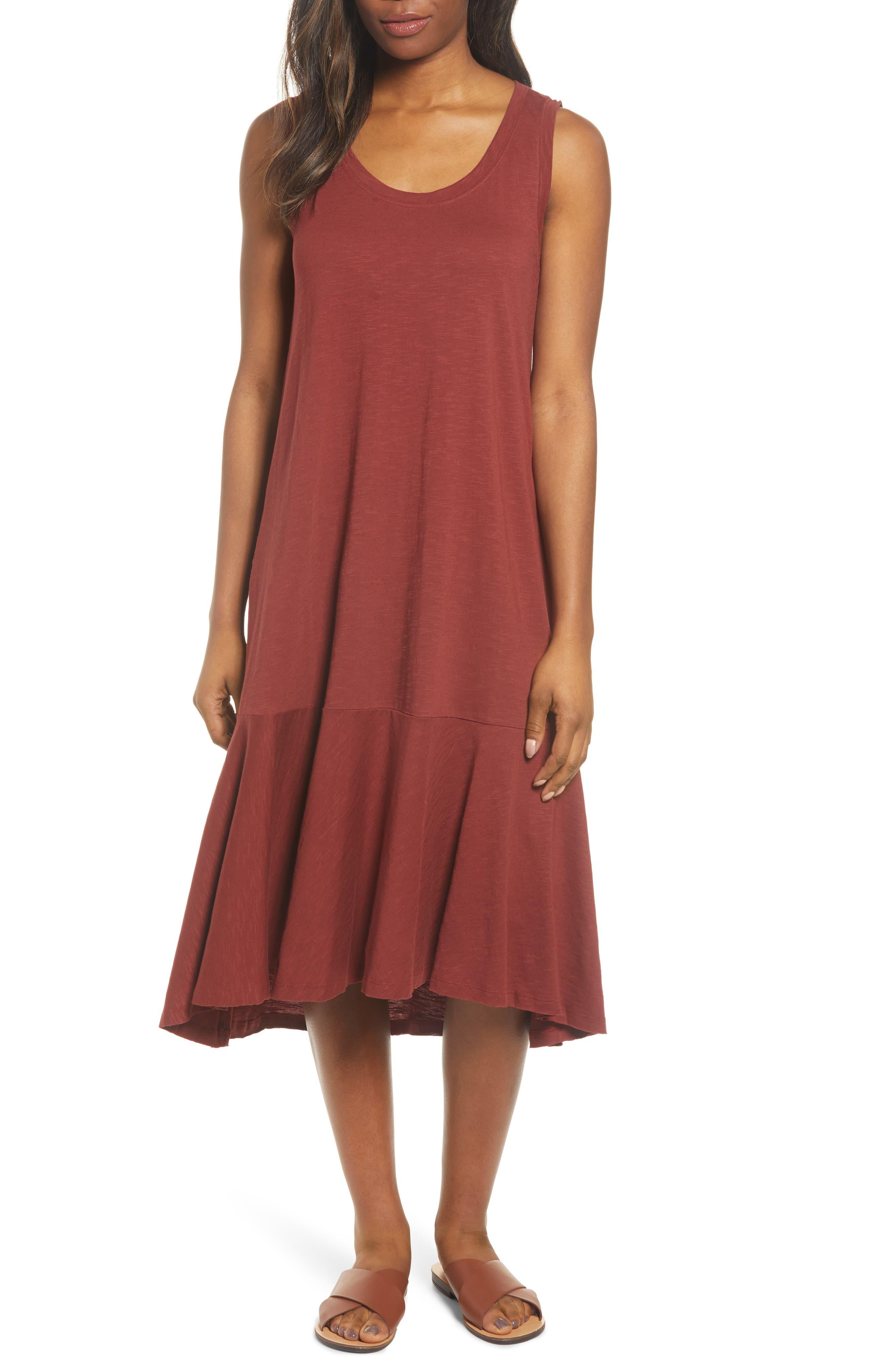 Caslon Caslon Drop Waist Jersey Dress in Red - Lyst