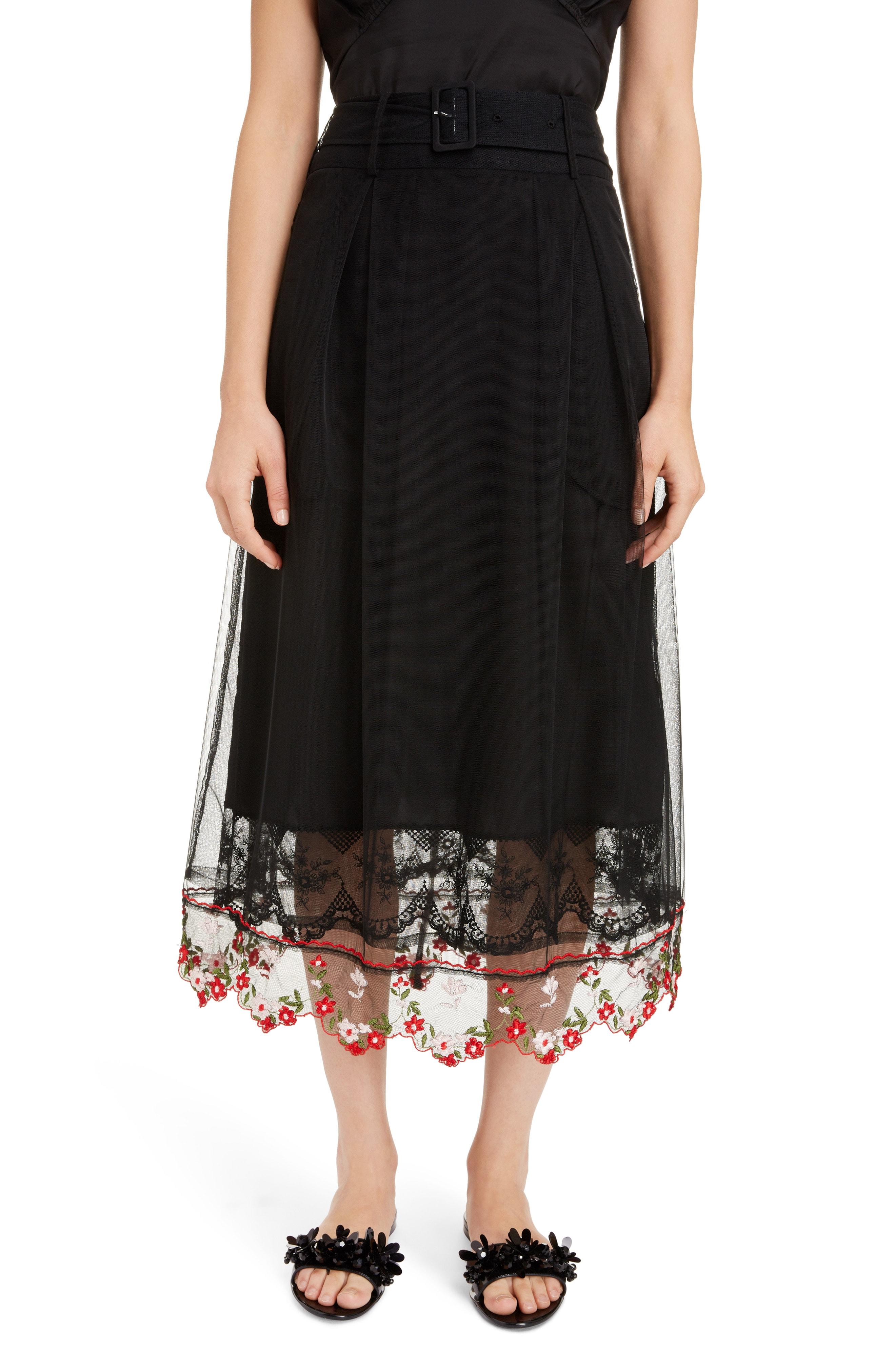 Lyst - Simone Rocha Belted A-line Tulle Skirt in Black