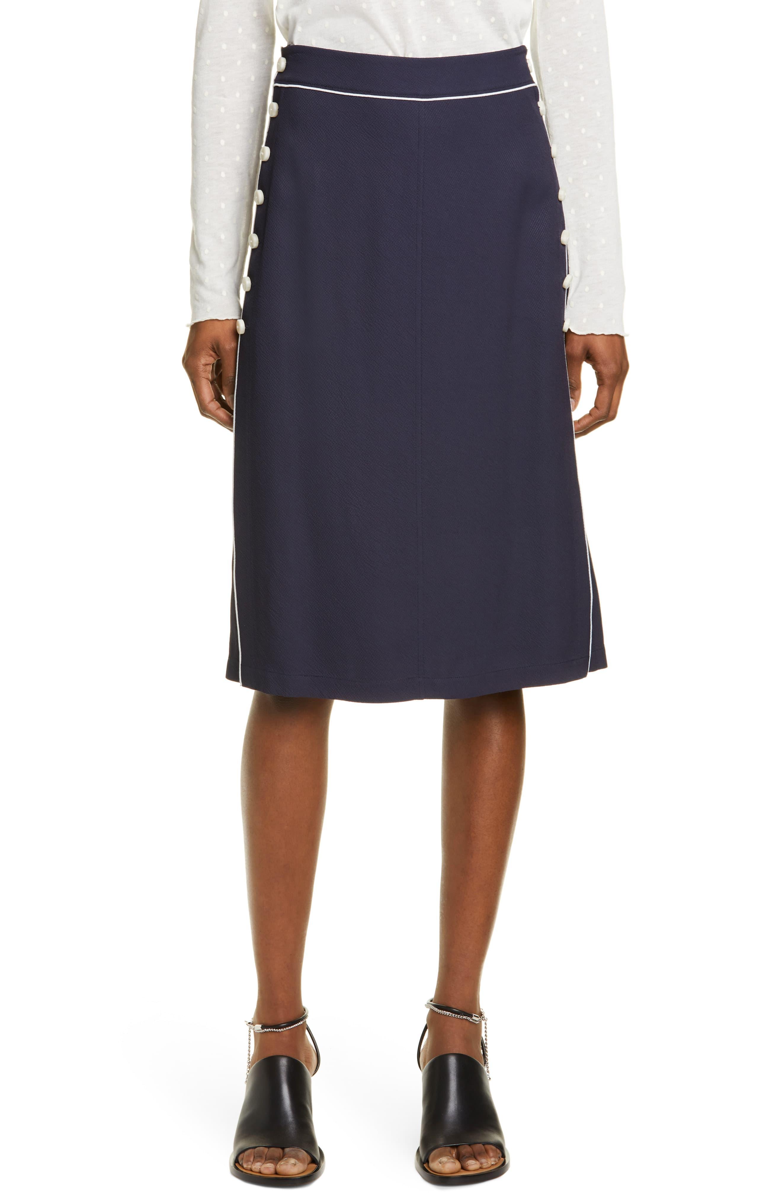 Rag & Bone Tia Midi Skirt in Blue - Lyst