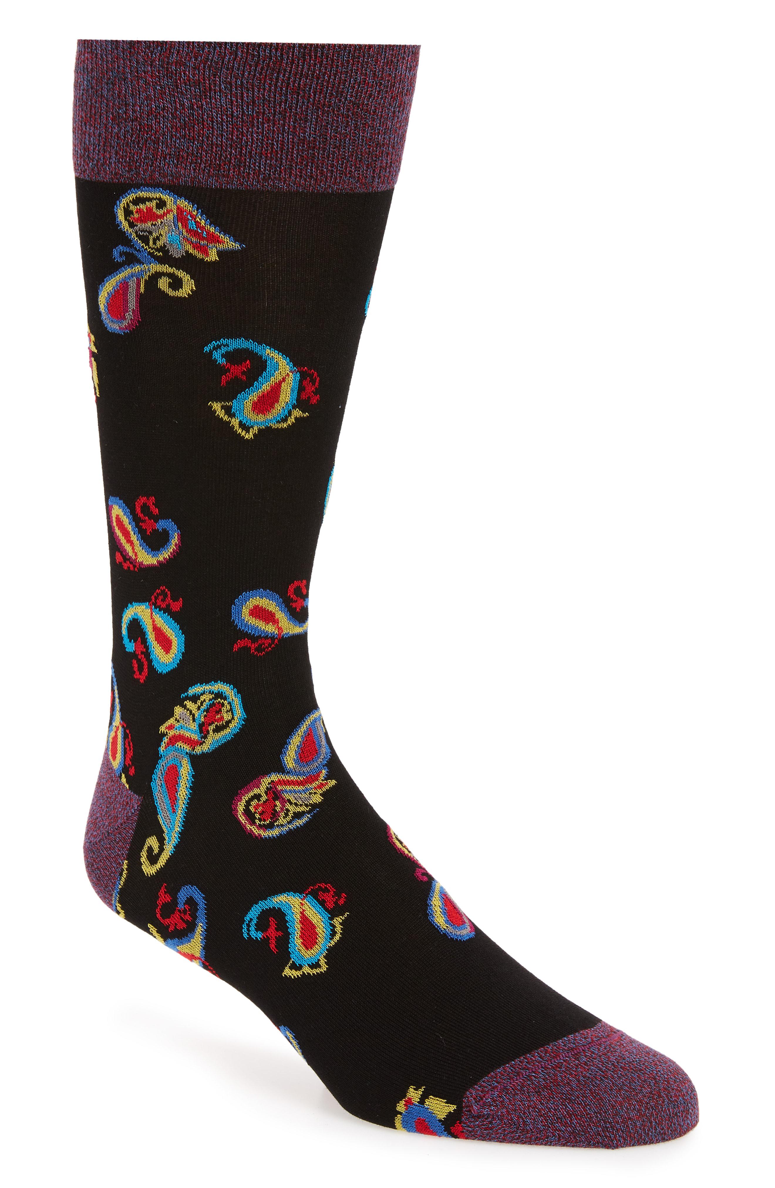 Lyst - Bugatchi Paisley Socks in Black for Men